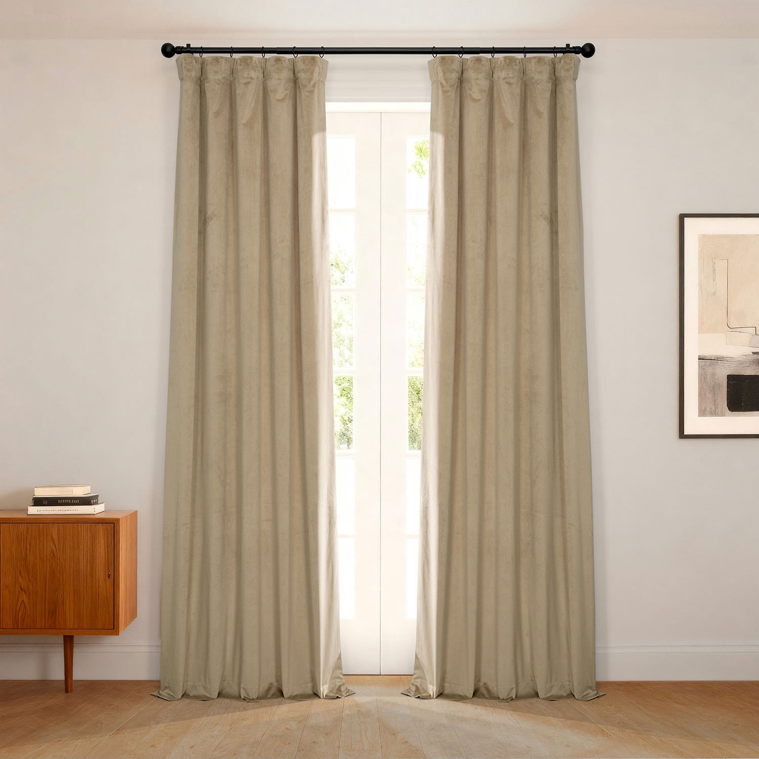 Half Price Drapes Museum Taupe Heritage Plush Velvet Room Darkening ...