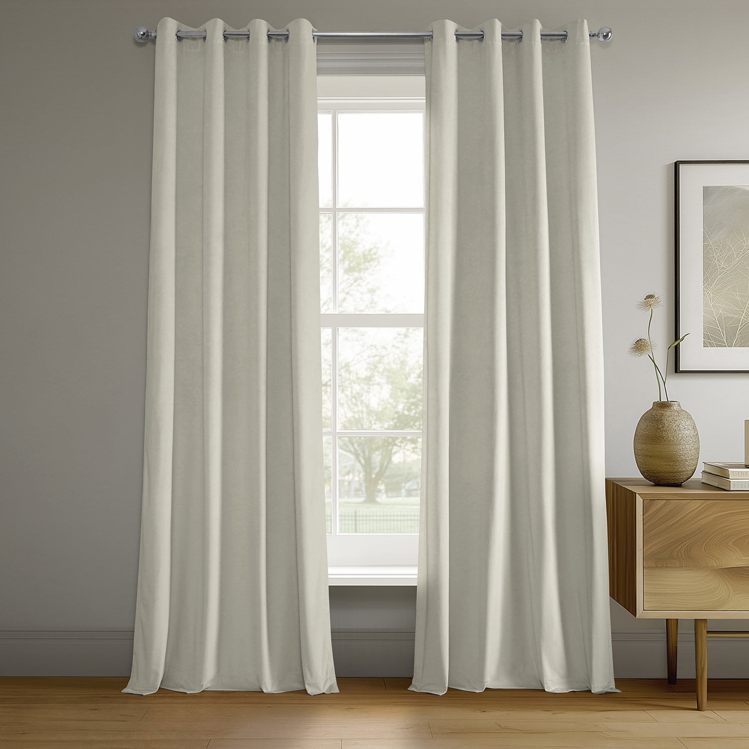 Half Price Drapes Porcelain White Grommet Signature Velvet Blackout ...