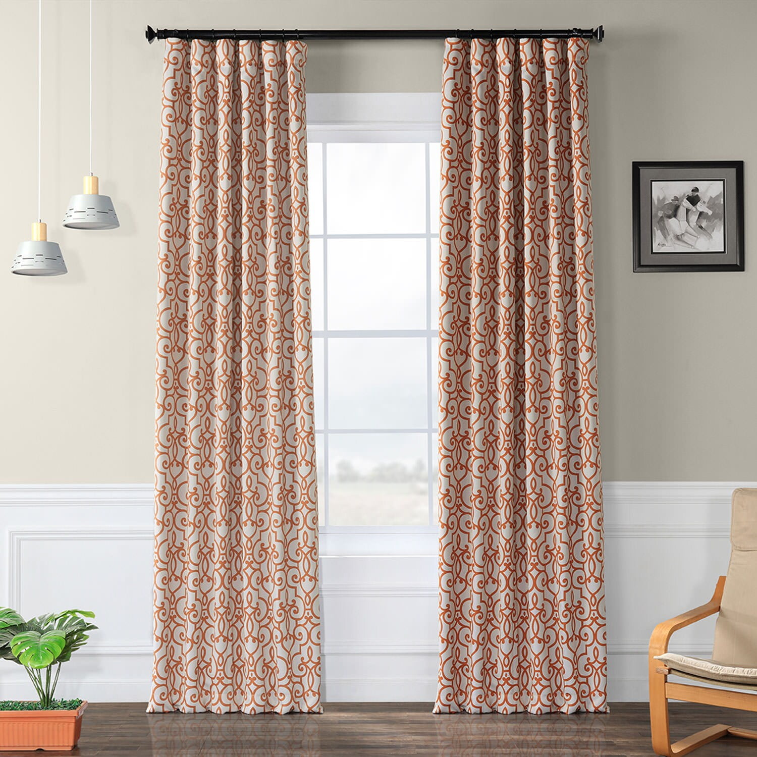 Half Price Drapes Printed Nouveau Rust Room Darkening Curtains for ...