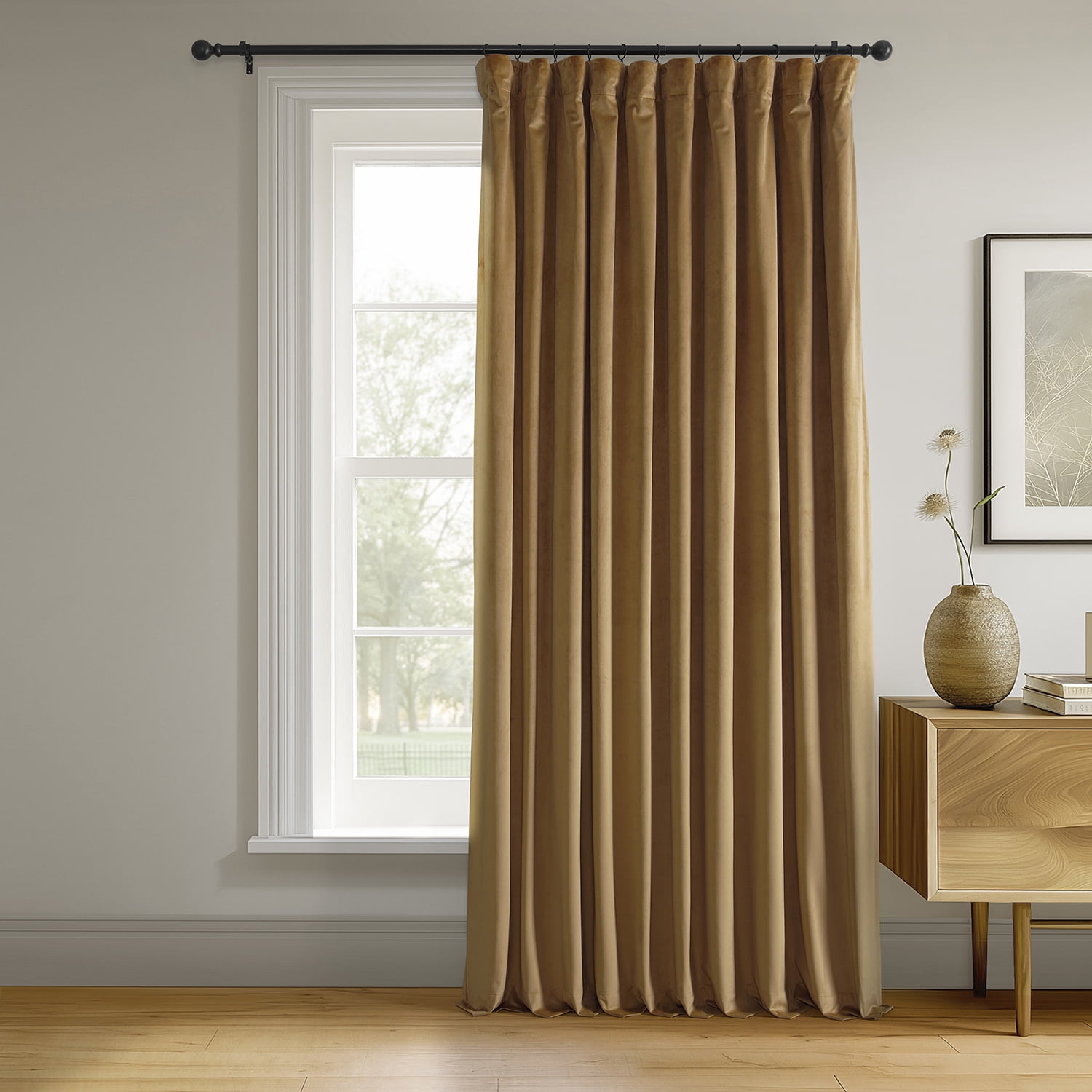 Half Price Drapes Signature Amber Extra Wide Velvet Blackout Curtains ...