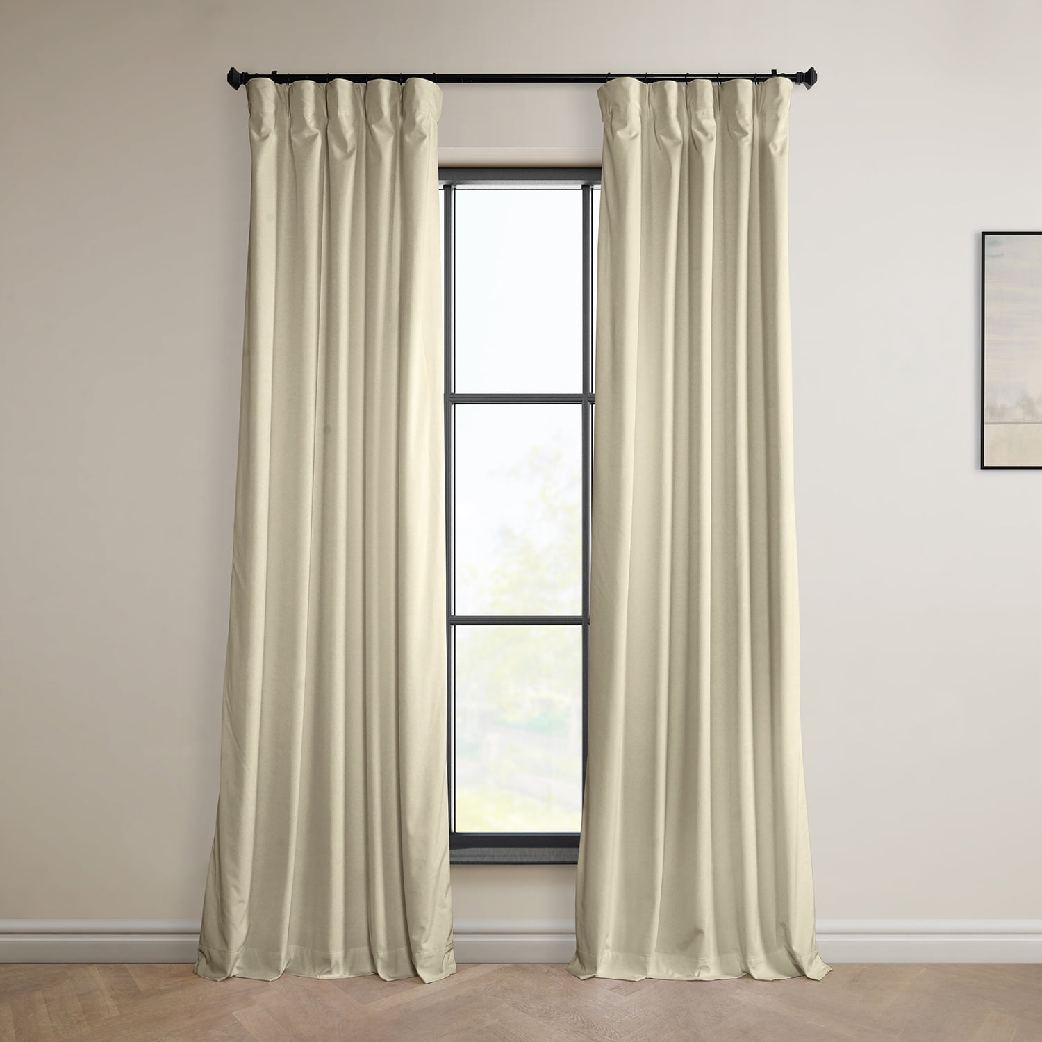 Half Price Drapes Signature Angora Beige Plush Velvet Hotel Blackout ...