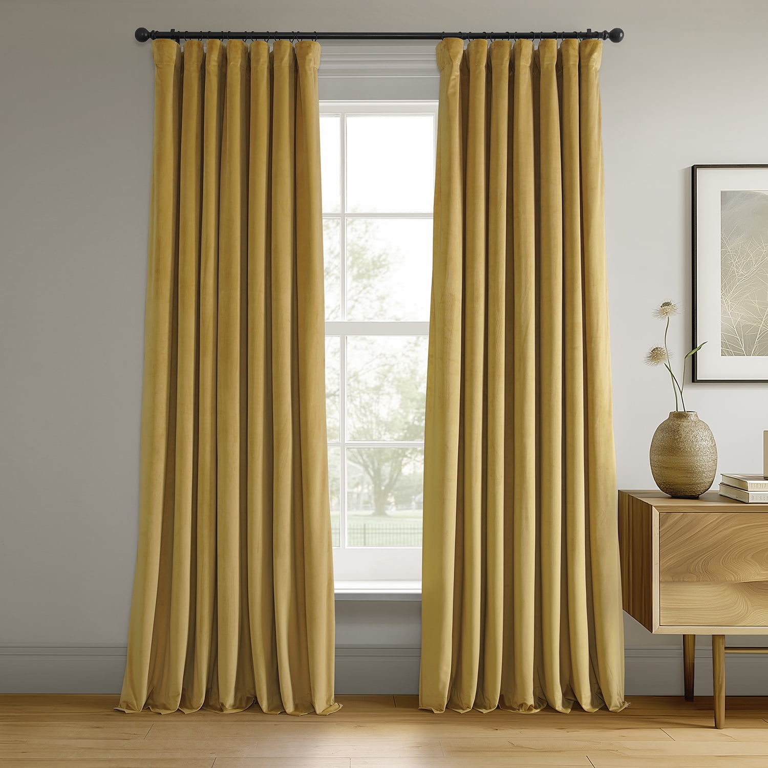 Half Price Drapes Signature Fool's Gold Velvet Blackout Curtains For ...