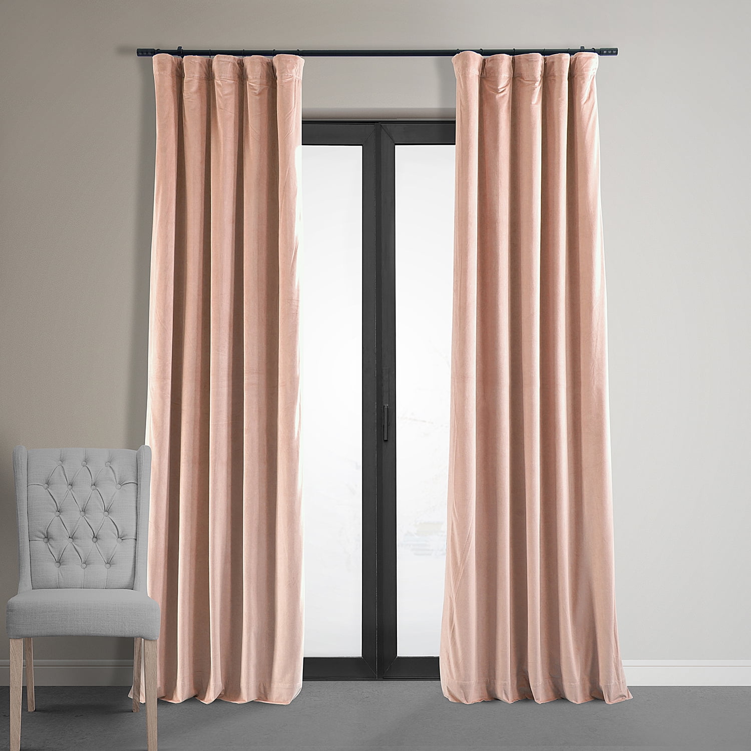 Half Price Drapes Signature Rosey Dawn Velvet Blackout Curtains For ...