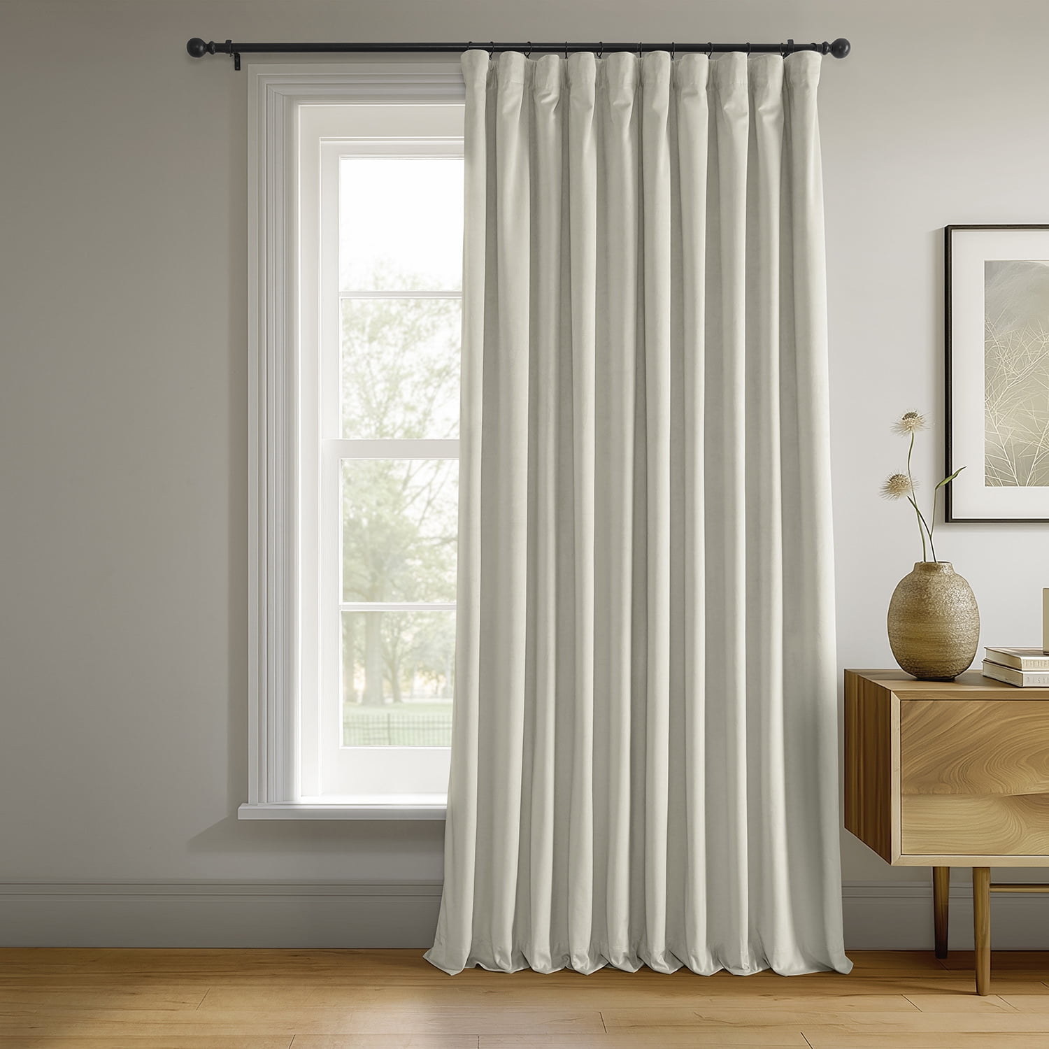 Half Price Drapes Signature Warm Off White Extra Wide Velvet Blackout ...