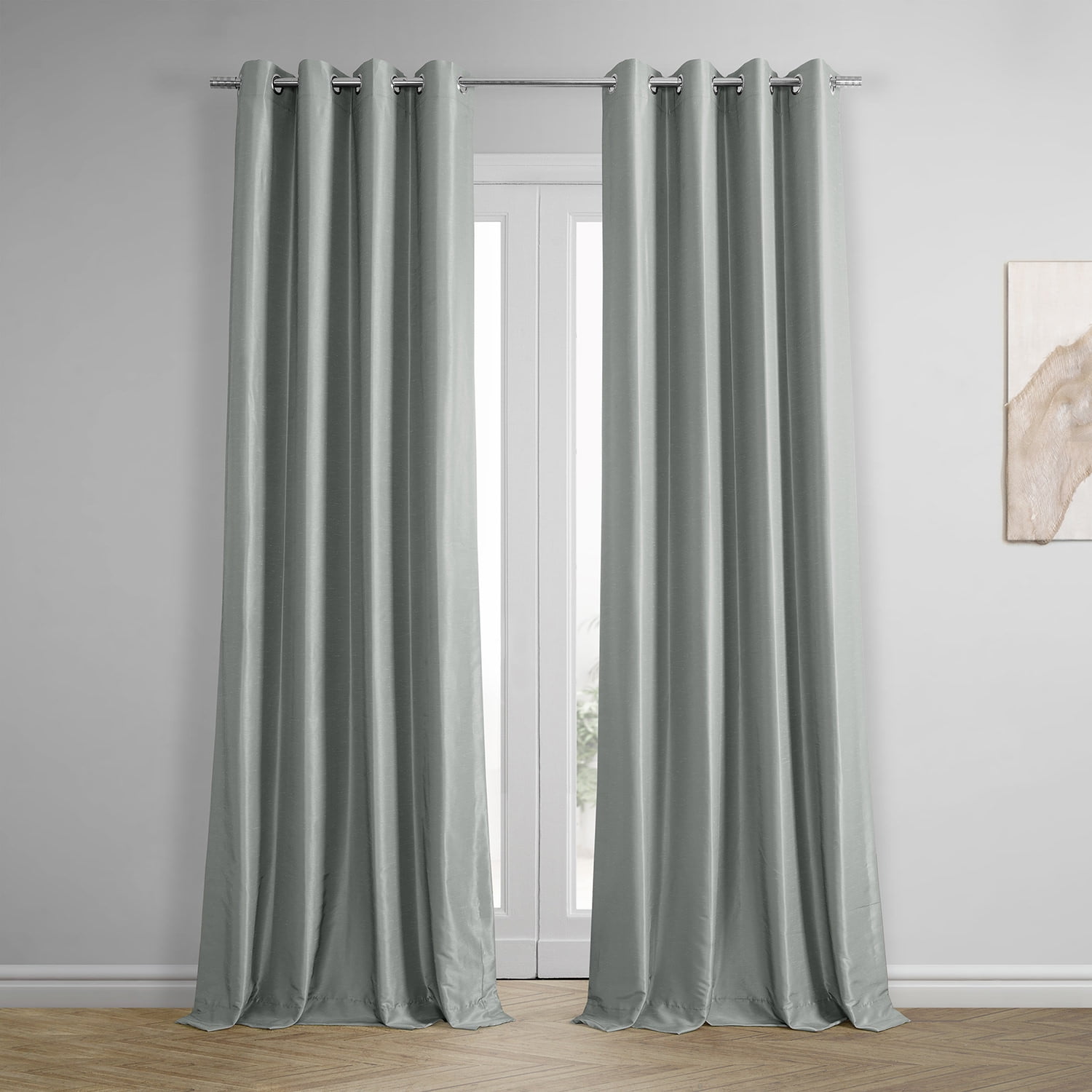 Half Price Drapes Silver Grommet Faux Silk Room Darkening Curtains for ...