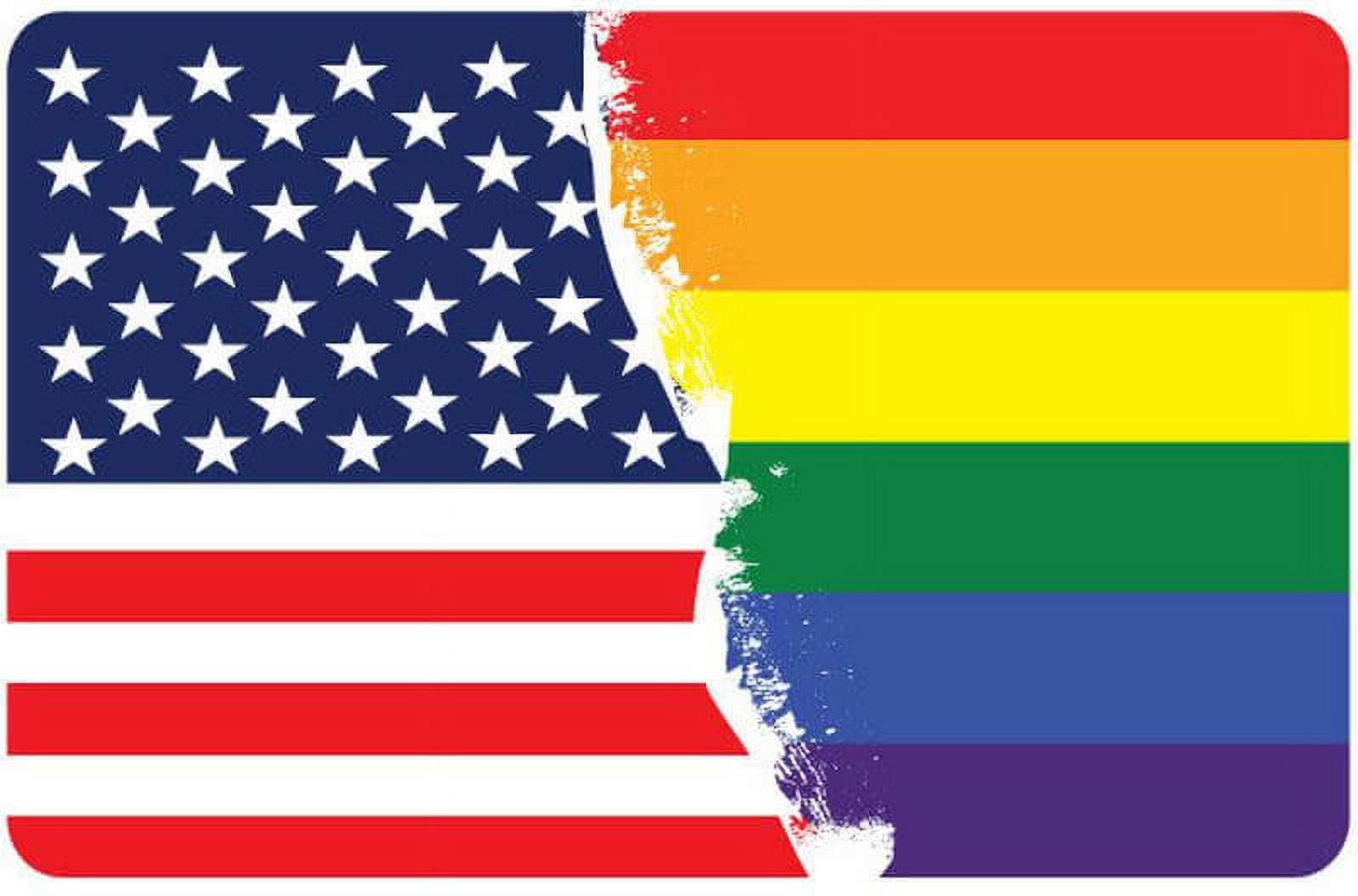 Half Pride Half American Flag - Postcard Sized Vinyl Sticker 6" x 4 ...