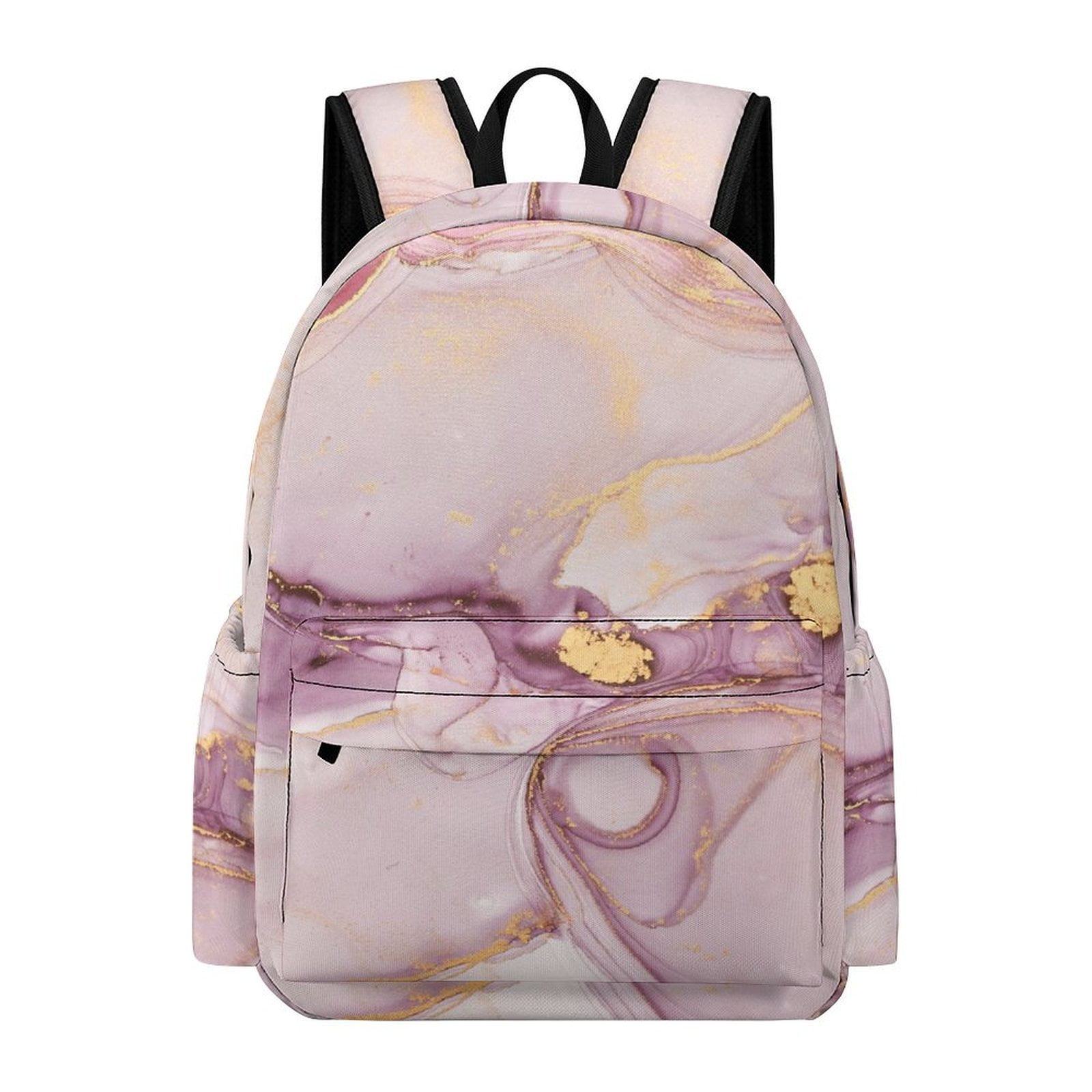 Half Print Backpack 11.8×16.5×5.9in Large Capacity Zipper Design Side ...
