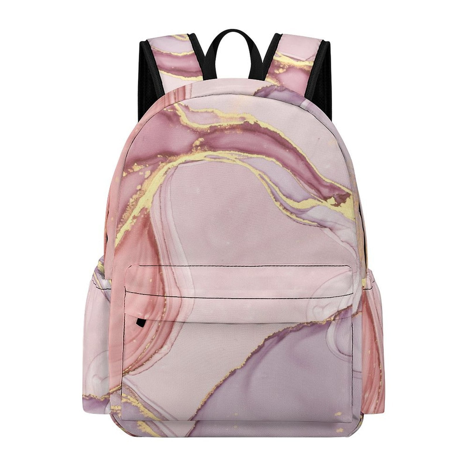 Half Print Backpack 11.8×16.5×5.9in Large Capacity Zipper Design Side ...