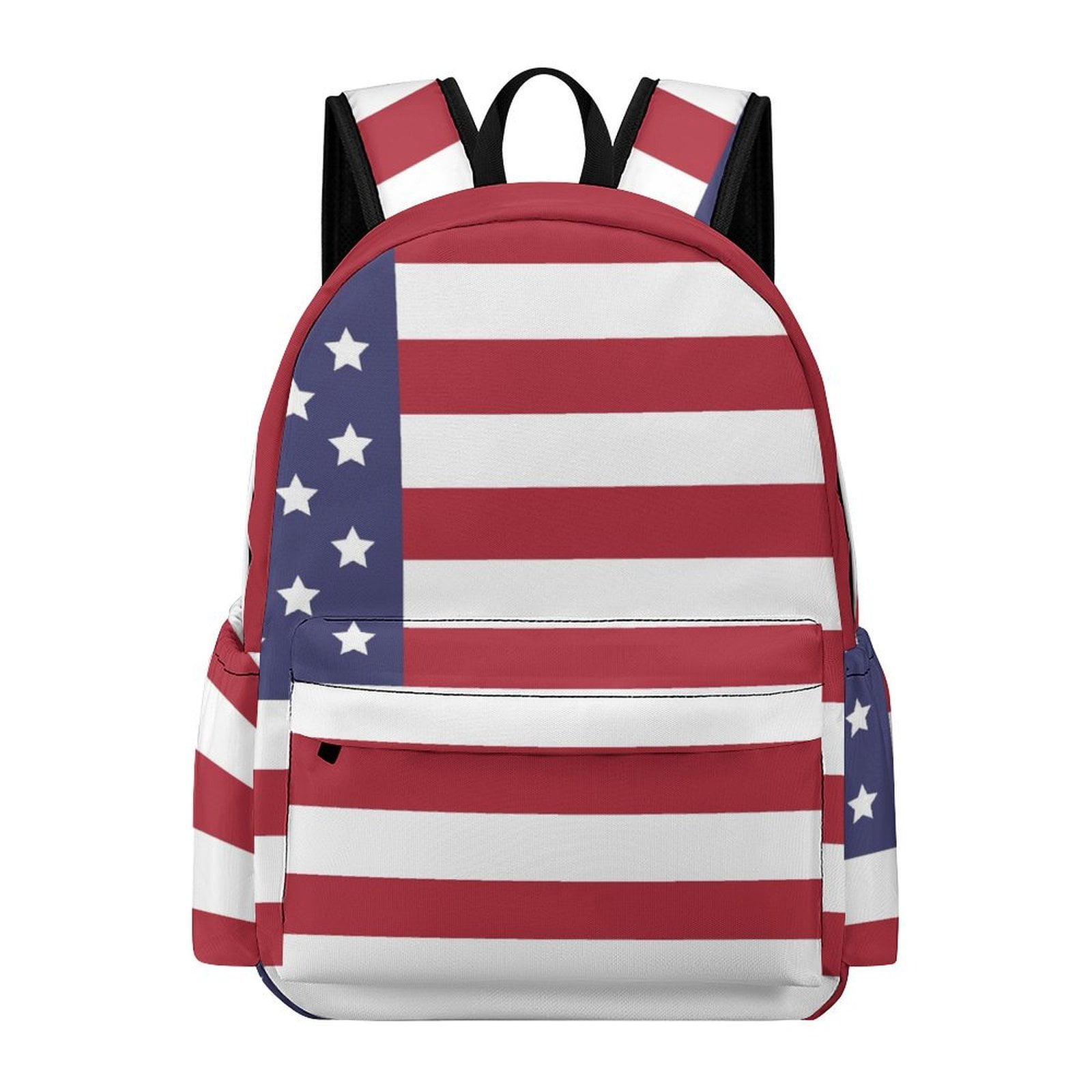 Half Print Backpack 11.8×16.5×5.9in Large Capacity Zipper Design Side ...