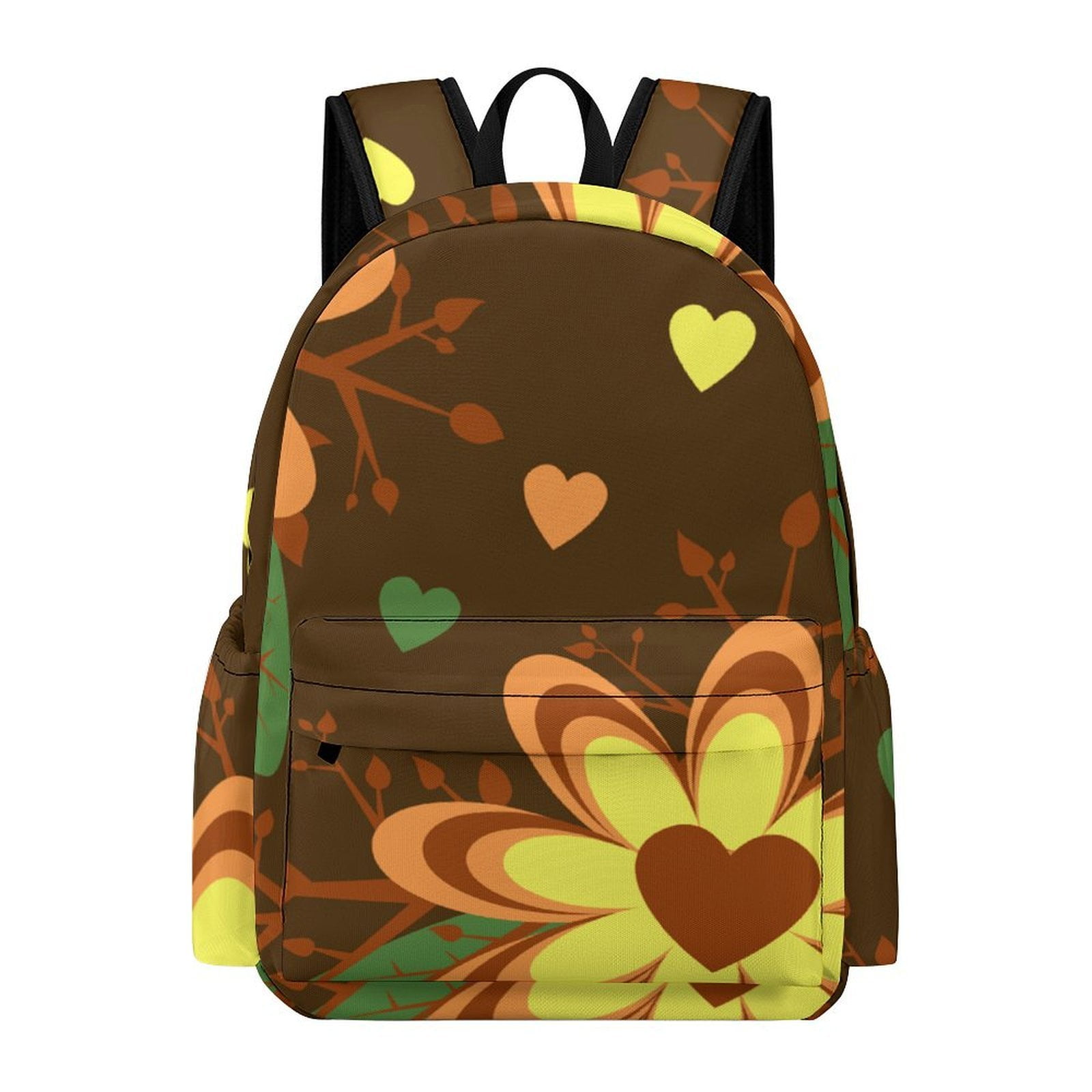 Half Print Backpack 11.8×16.5×5.9in Large Capacity Zipper Design Side ...