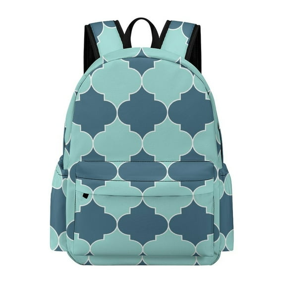 Half Print Backpack 11.8×16.5×5.9in Large Capacity Zipper Design Side ...