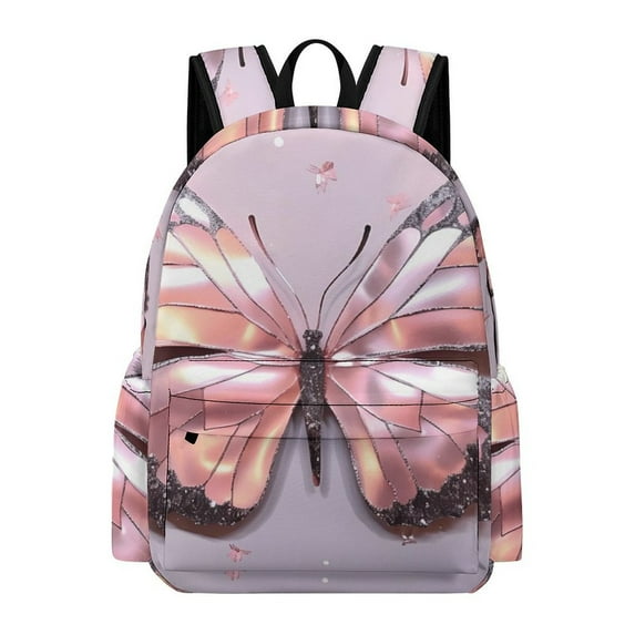Half Print Backpack 11.8×16.5×5.9in Large Capacity Zipper Design Side ...