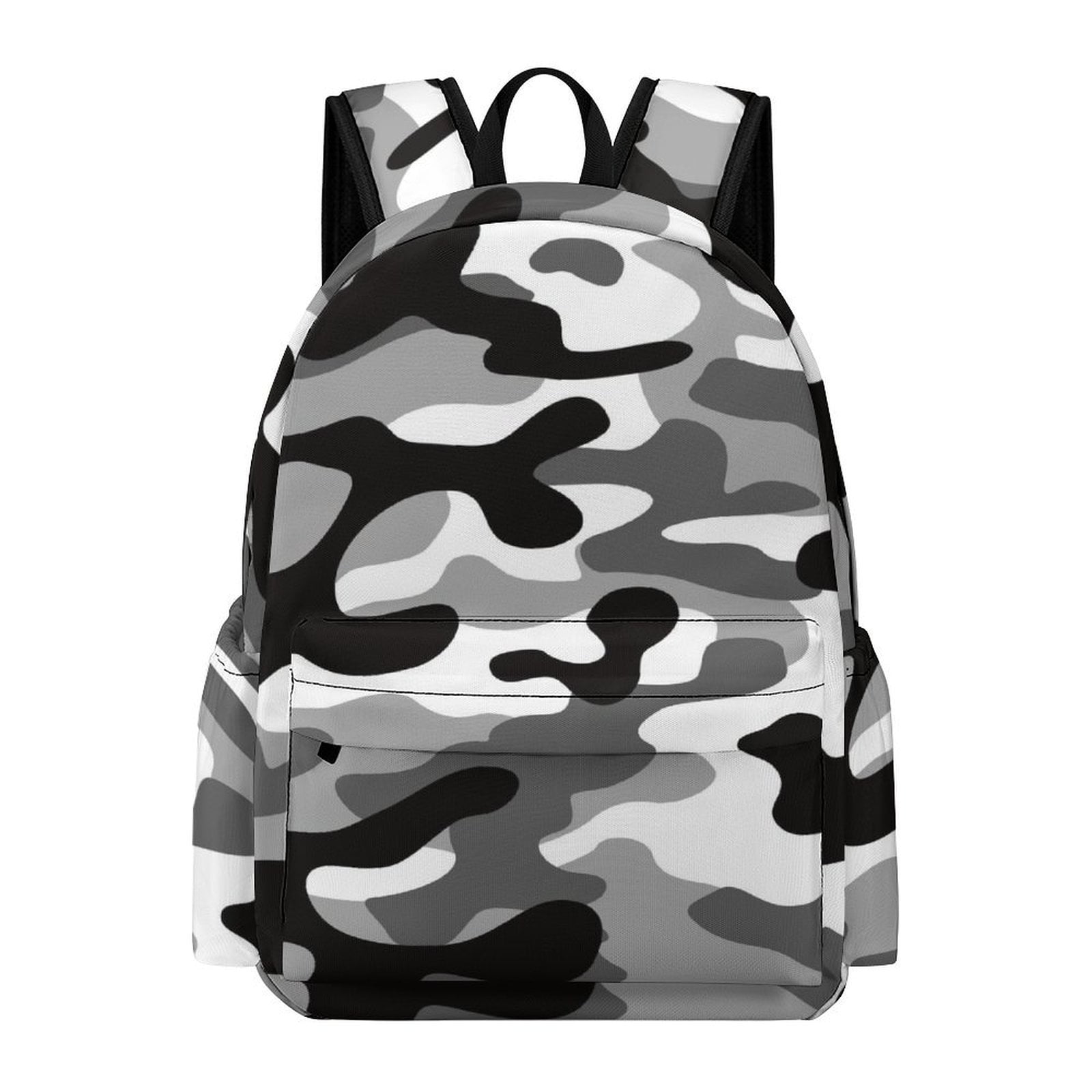 Half Print Backpack 11.8×16.5×5.9in Large Capacity Zipper Design Side ...