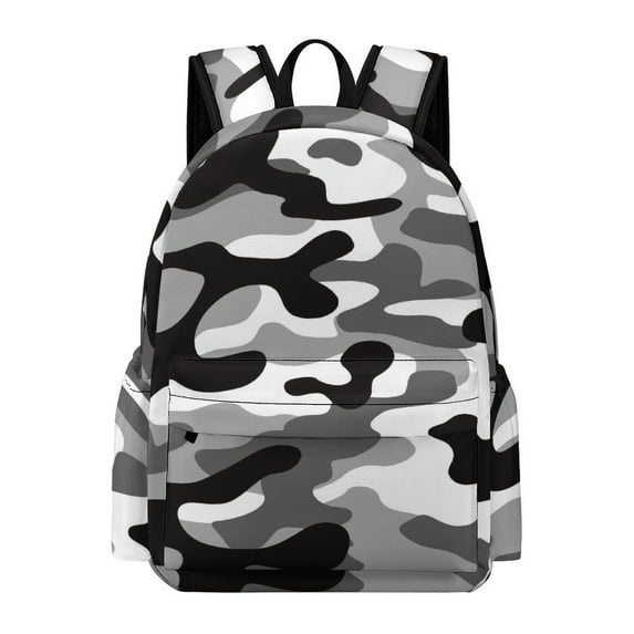 Half Print Backpack 11.8×16.5×5.9in Large Capacity Zipper Design Side ...