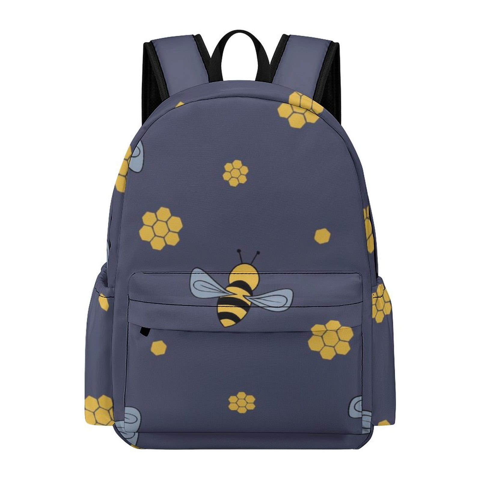 Half Print Backpack 11.8×16.5×5.9in Large Capacity Zipper Design Side ...