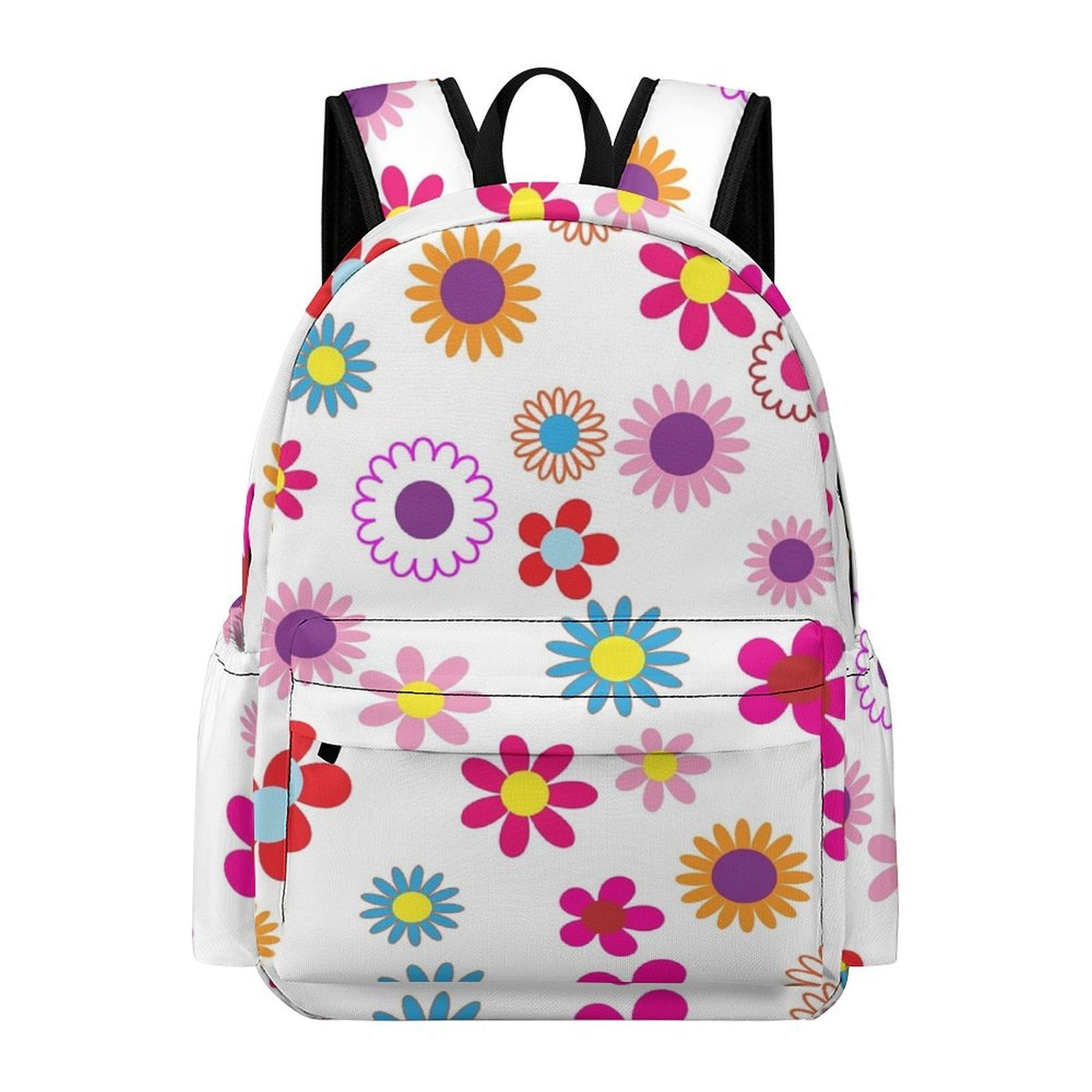 Half Print Backpack 11.8×16.5×5.9in Large Capacity Zipper Design Side ...