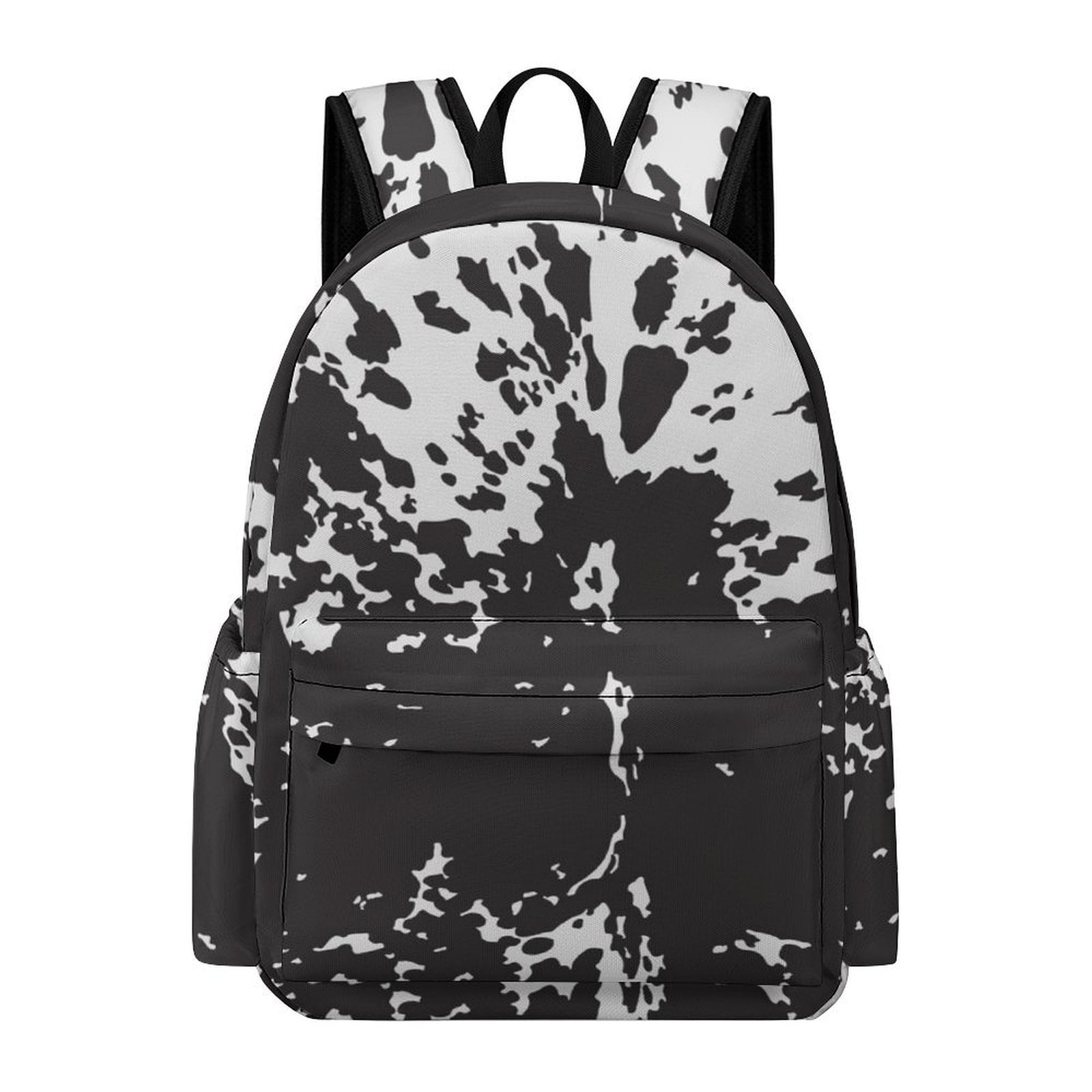 Half Print Backpack 11.8×16.5×5.9in Large Capacity Zipper Design Side ...