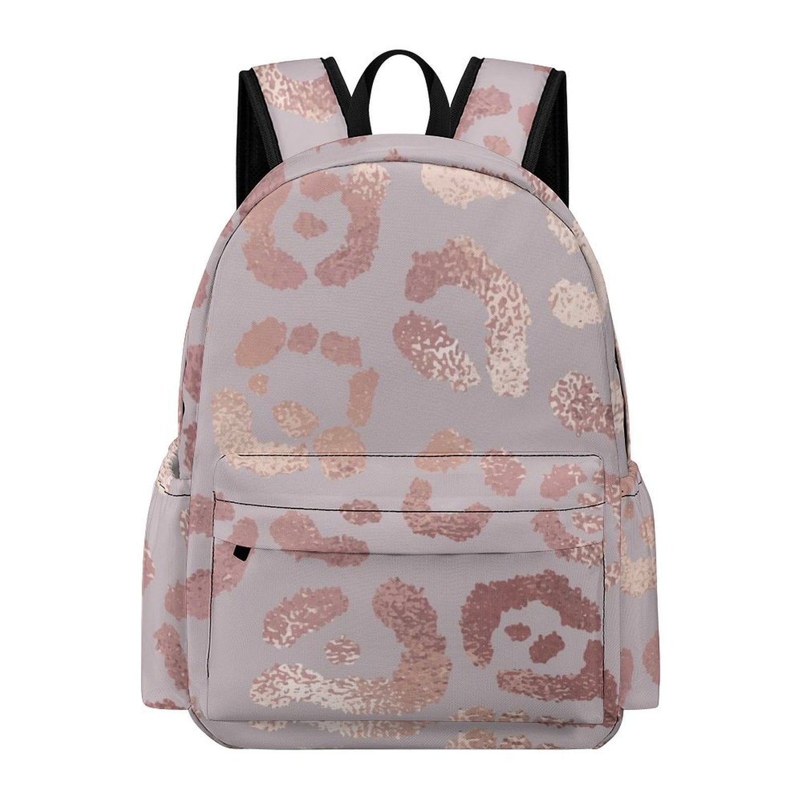Half Print Backpack 11.8×16.5×5.9in Large Capacity Zipper Design Side ...
