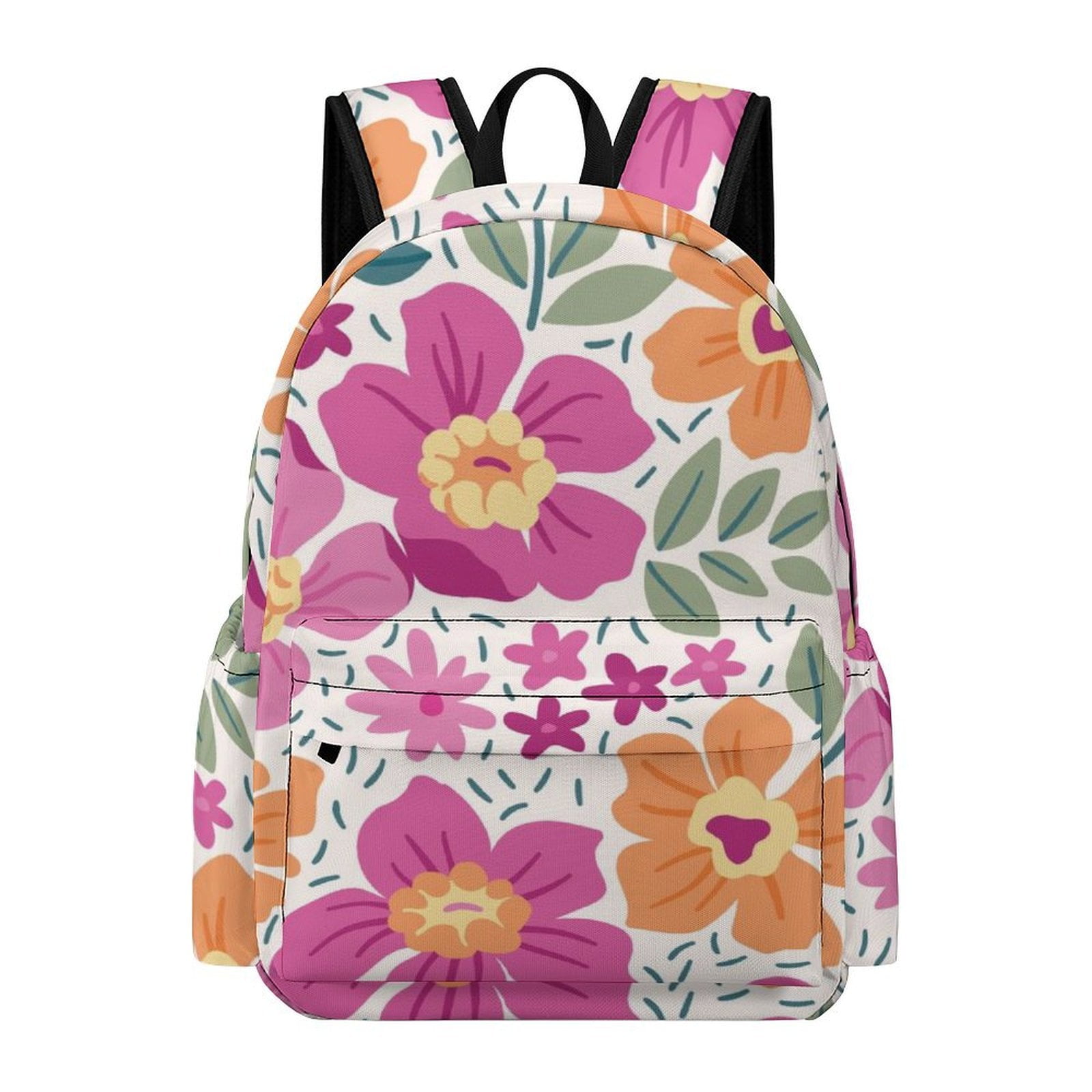 Half Print Backpack 11.8×16.5×5.9in Large Capacity Zipper Design Side ...