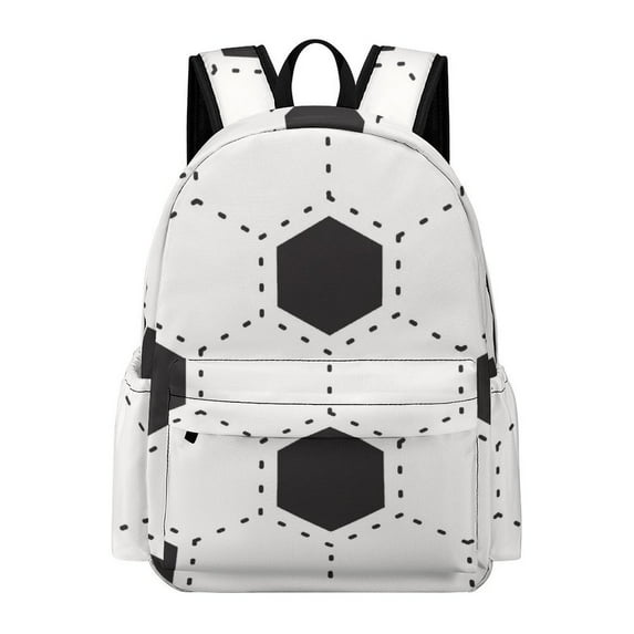Half Print Backpack 11.8×16.5×5.9in Large Capacity Zipper Design Side ...