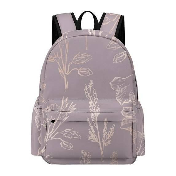 Half Print Backpack 11.8×16.5×5.9in Large Capacity Zipper Design Side ...