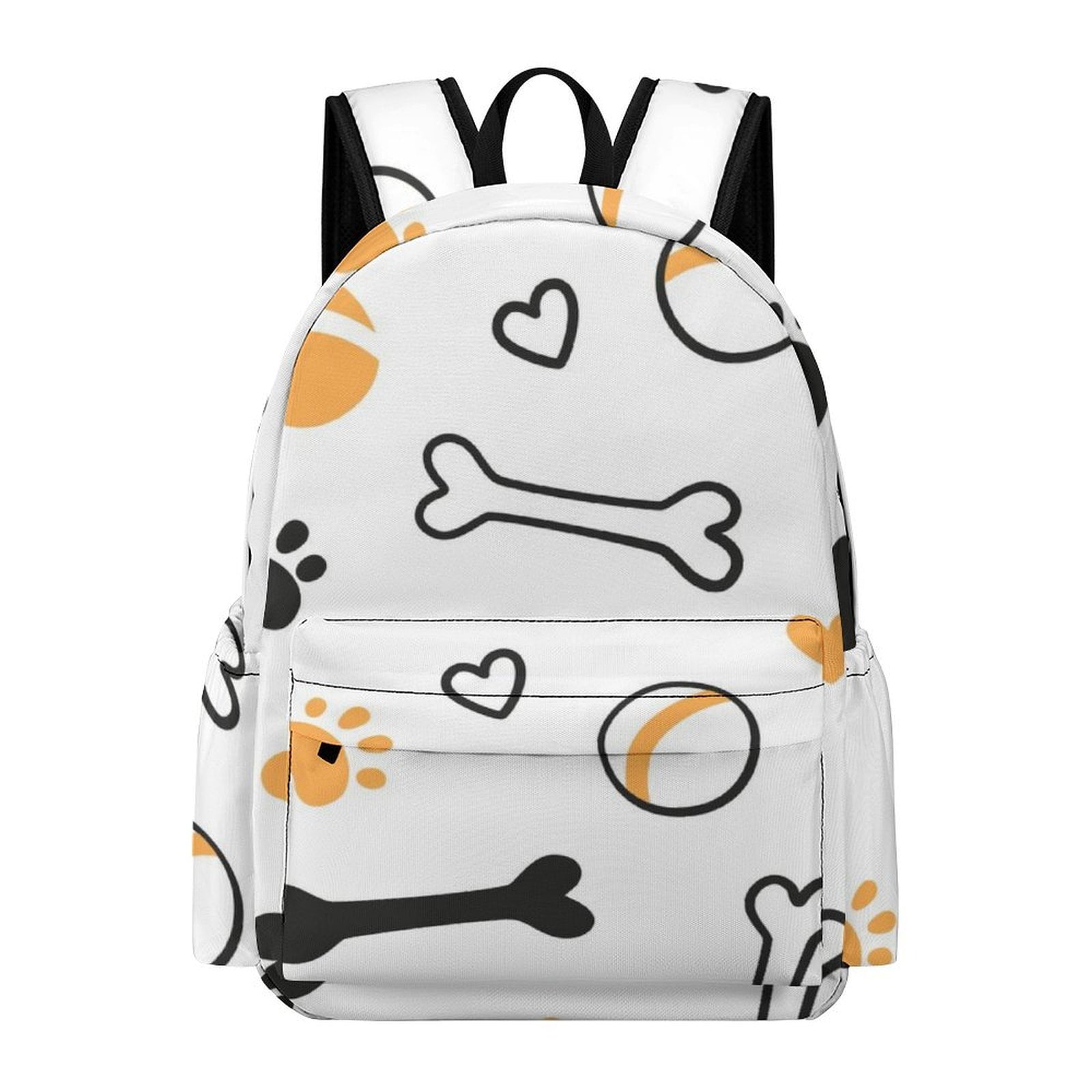 Half Print Backpack 11.8×16.5×5.9in Large Capacity Zipper Design Side ...