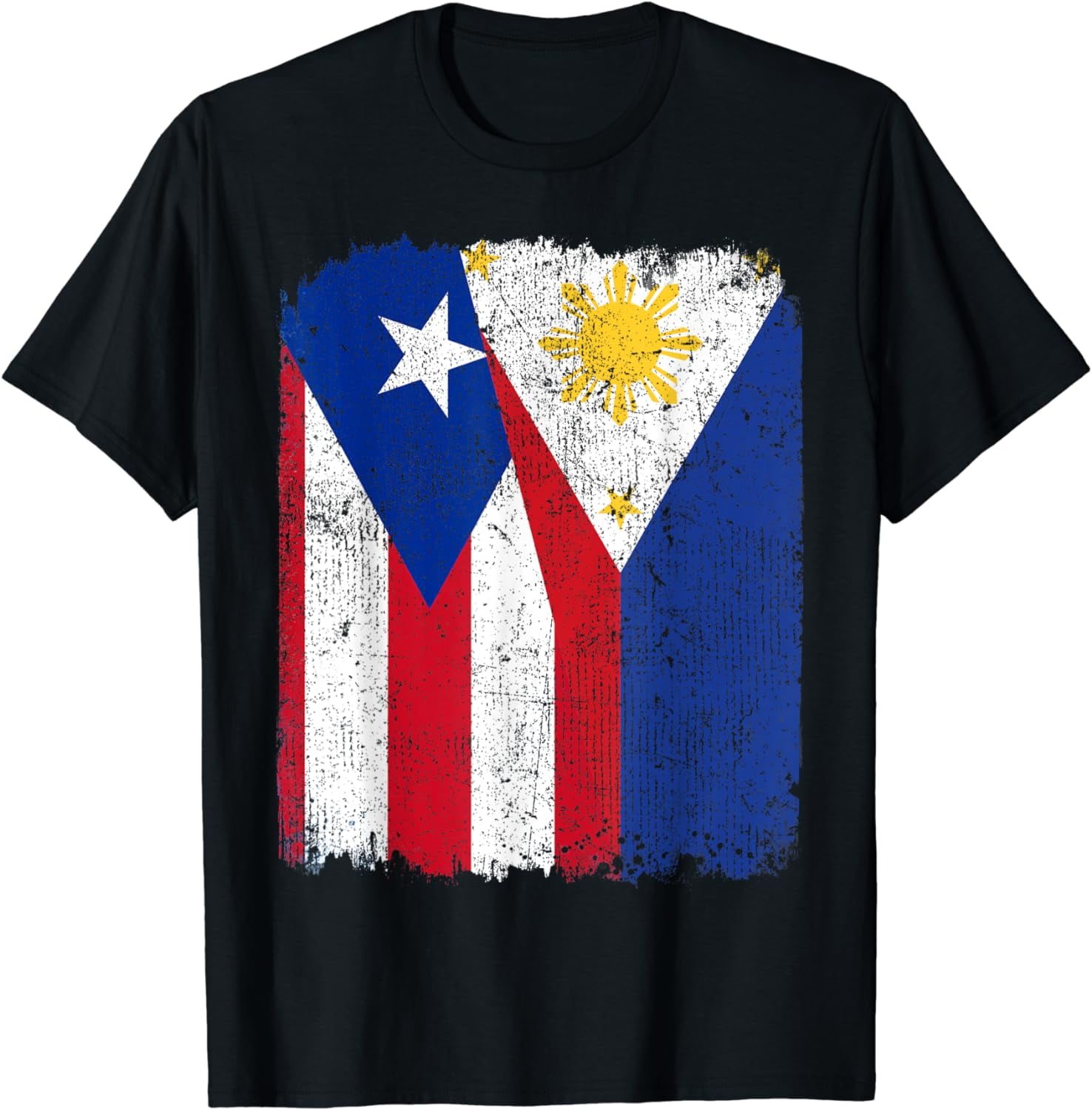 Half Puerto Rican Half Filipino Flag Heritage Pride Roots T-Shirt ...