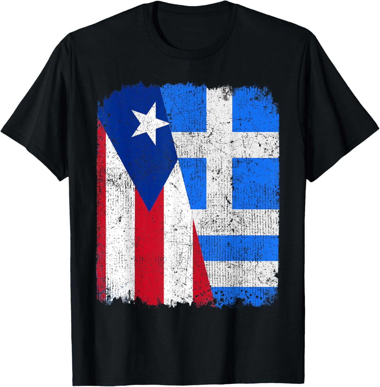 Half Puerto Rican Half Greek Flag Heritage Pride Roots T-Shirt ...
