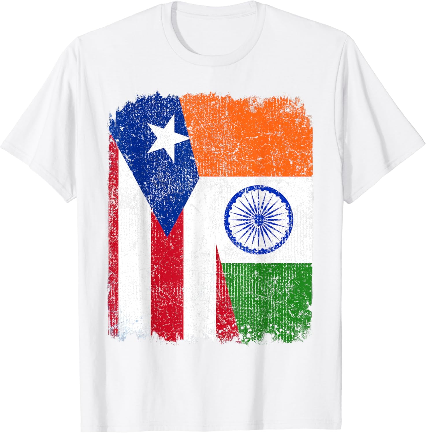 Half Puerto Rican Half Indian Flag Heritage Pride Roots T-Shirt ...