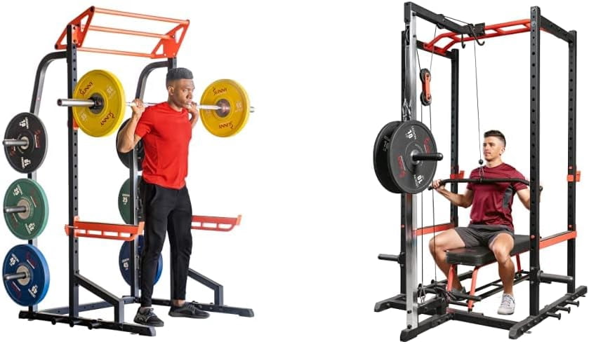& Half Rack Heavy Duty Performance Power Cage with J-Hooks Adjustable ...