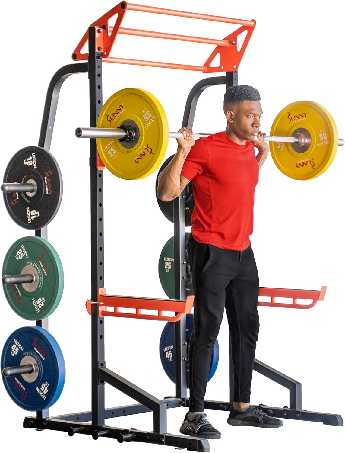 & Half Rack Heavy Duty Performance Power Cage with J-Hooks Adjustable ...