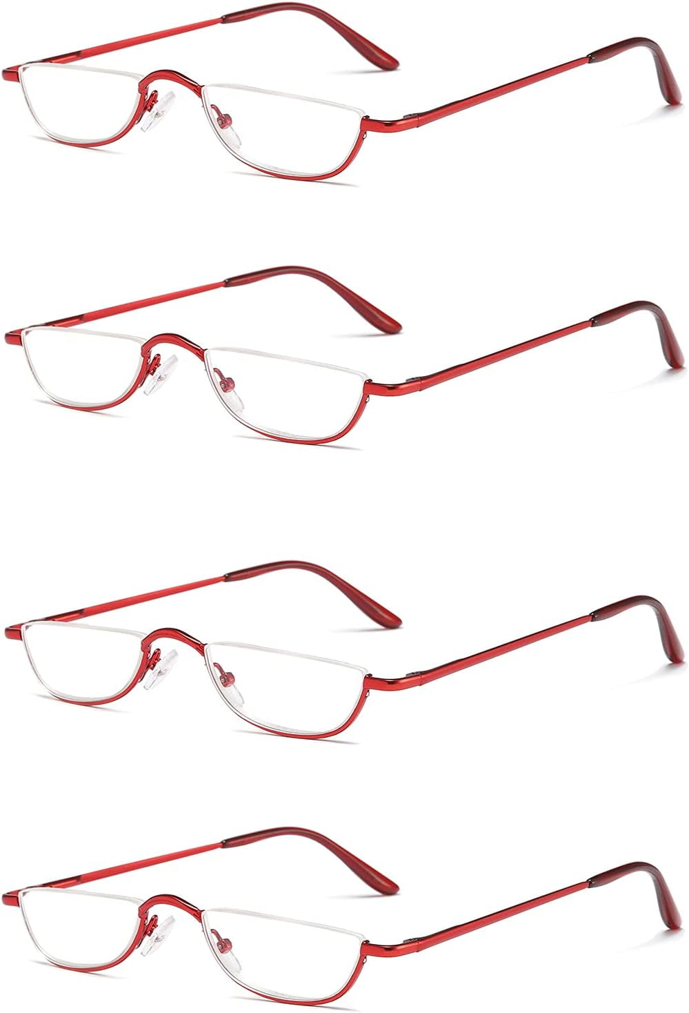 Half Reading Glasses - 2 Pairs Half Rim Metal Frame Glasses Spring ...