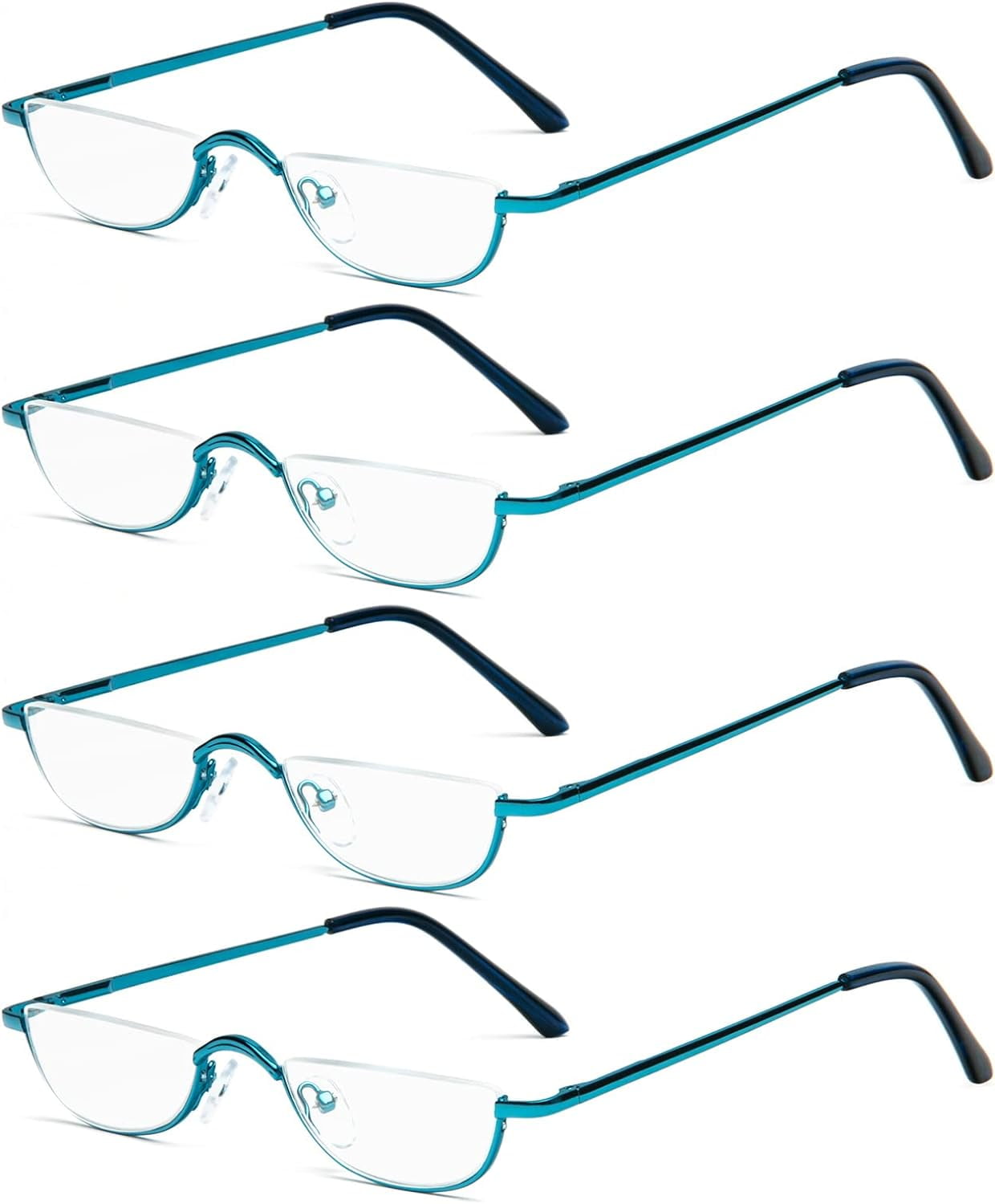 Half Reading Glasses - 2 Pairs Half Rim Metal Frame Glasses Spring ...