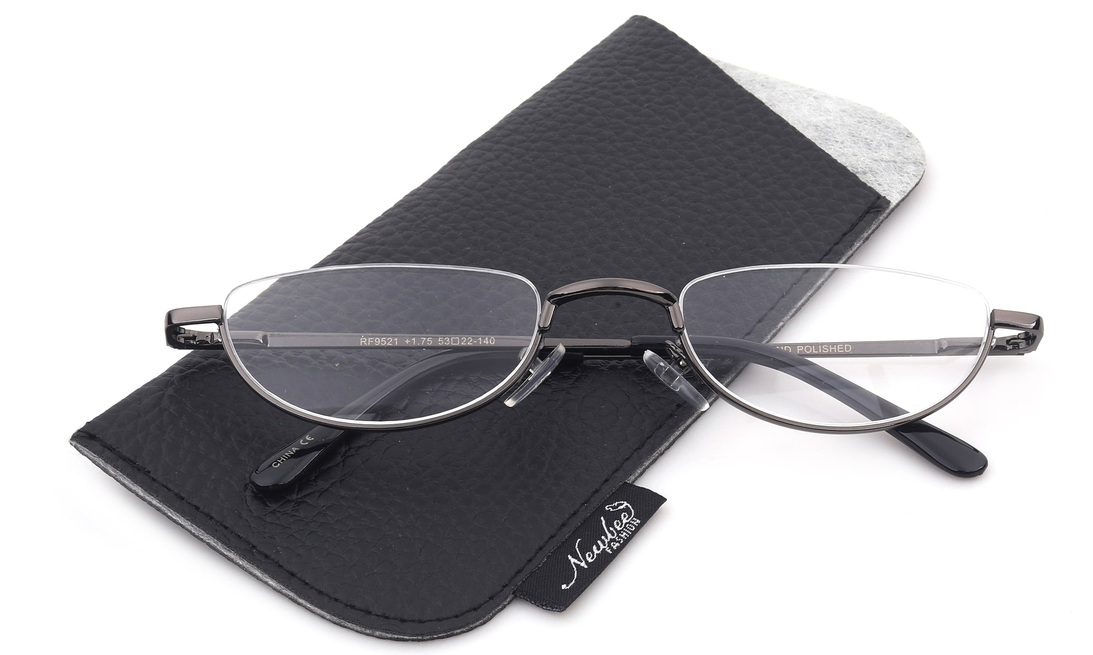 Half Rim Moon Shape Metal Frame Spring Hinge Reading Glasses for Men ...