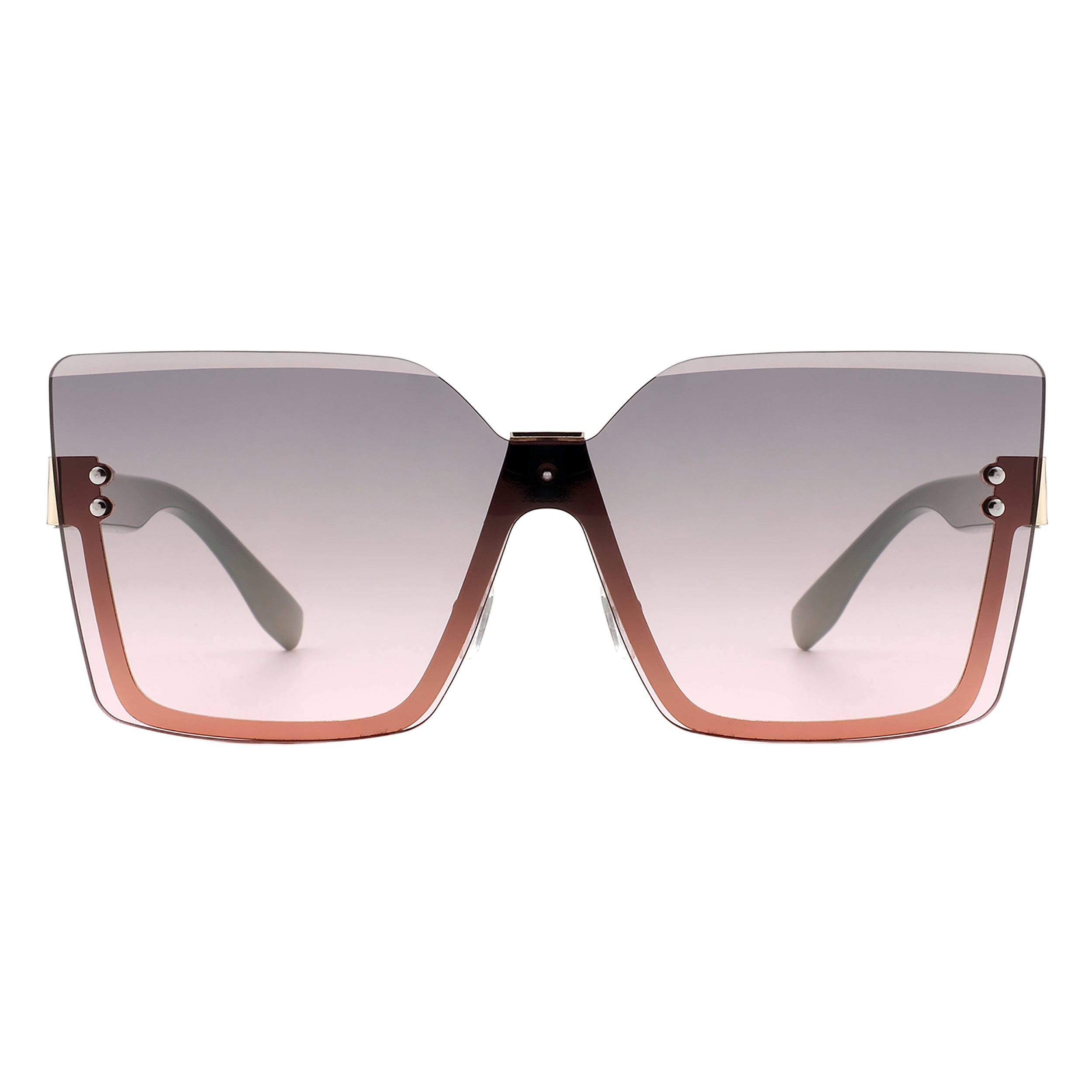 Half Rim Square Sunglasses Women's Oversized Fashion UV 400 Sage, Smoke ...