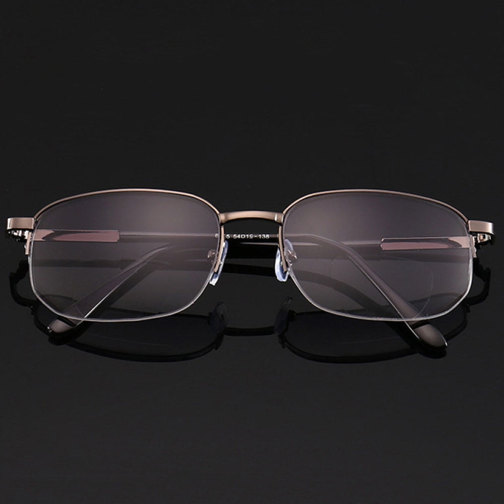 Half Rimless BIFOCAL Reading Glasses 1.50, Metal Gradient Gray ...