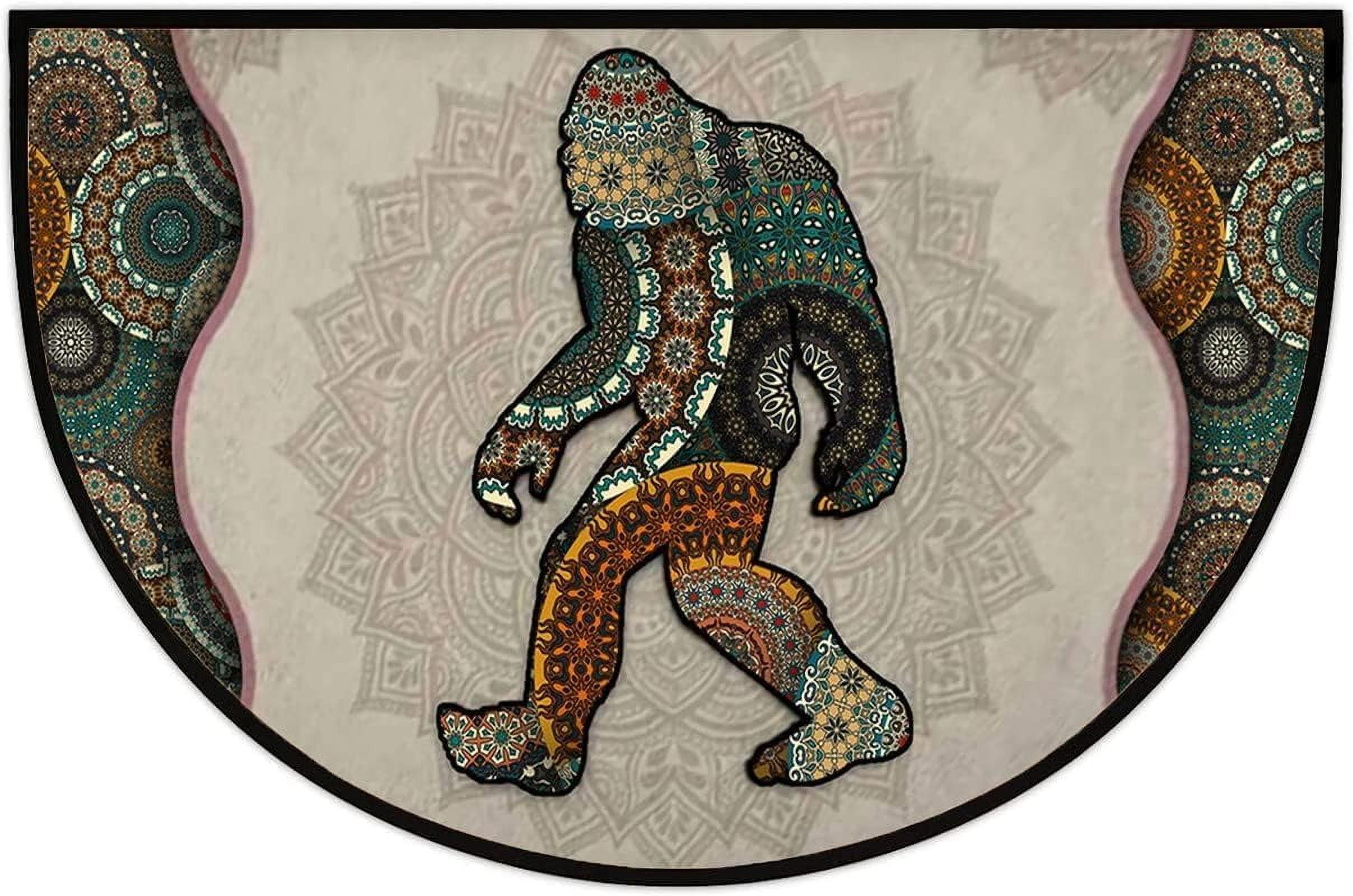 Half Round Bigfoot Sasquatch Yeti Doormat, Fun Bigfoot Front Door Home ...