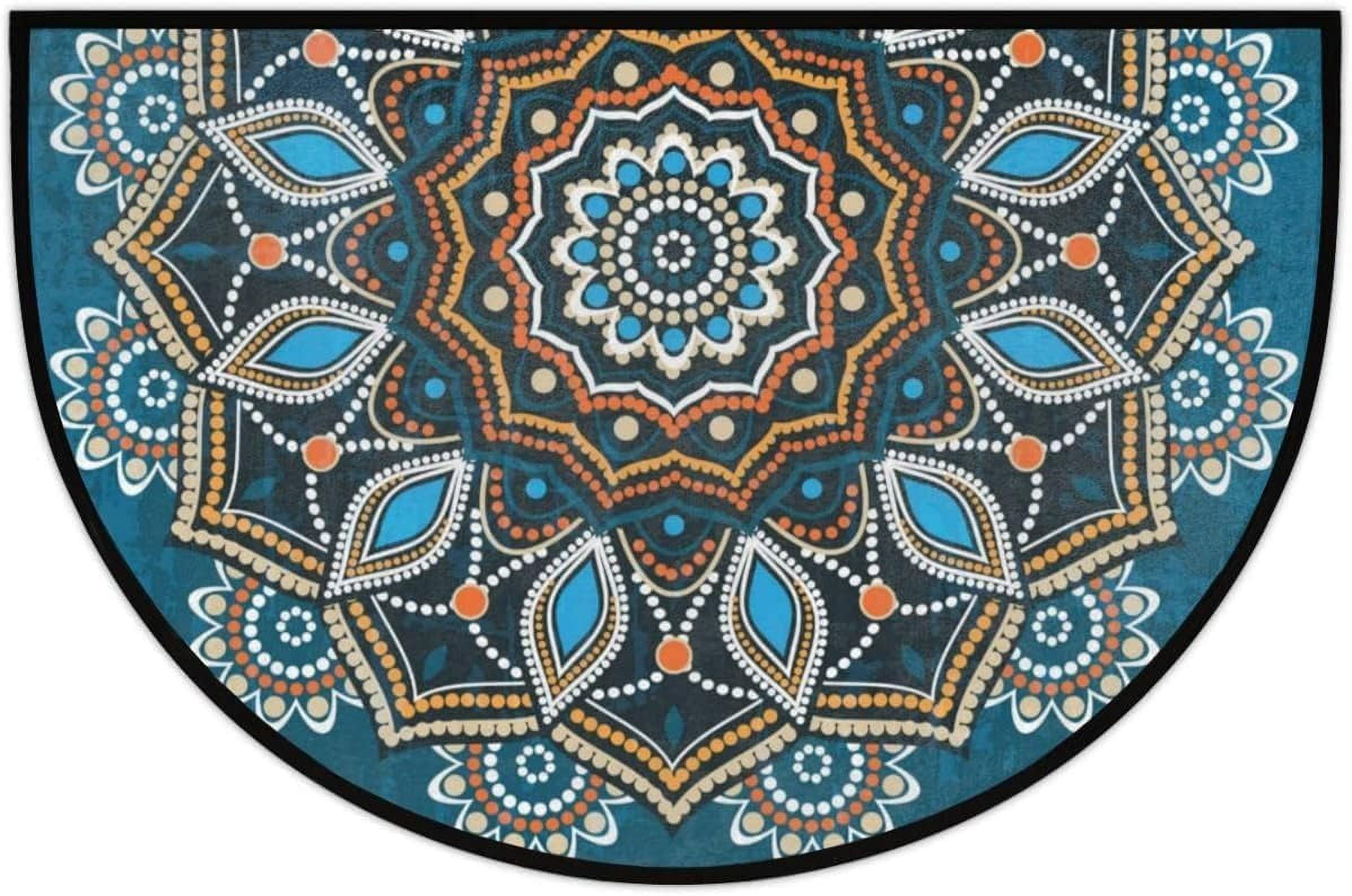 Half Round Door Mat Blue Mandala Half Round Door Mat Outdoor Entrance ...