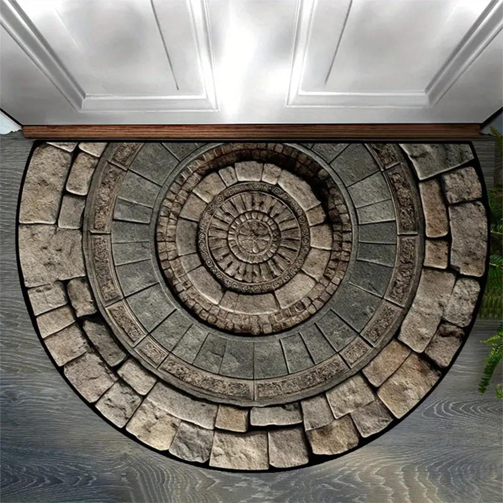 Half Round Door Mat for Entryway, Durable Wear-Resistant Semi Circle ...