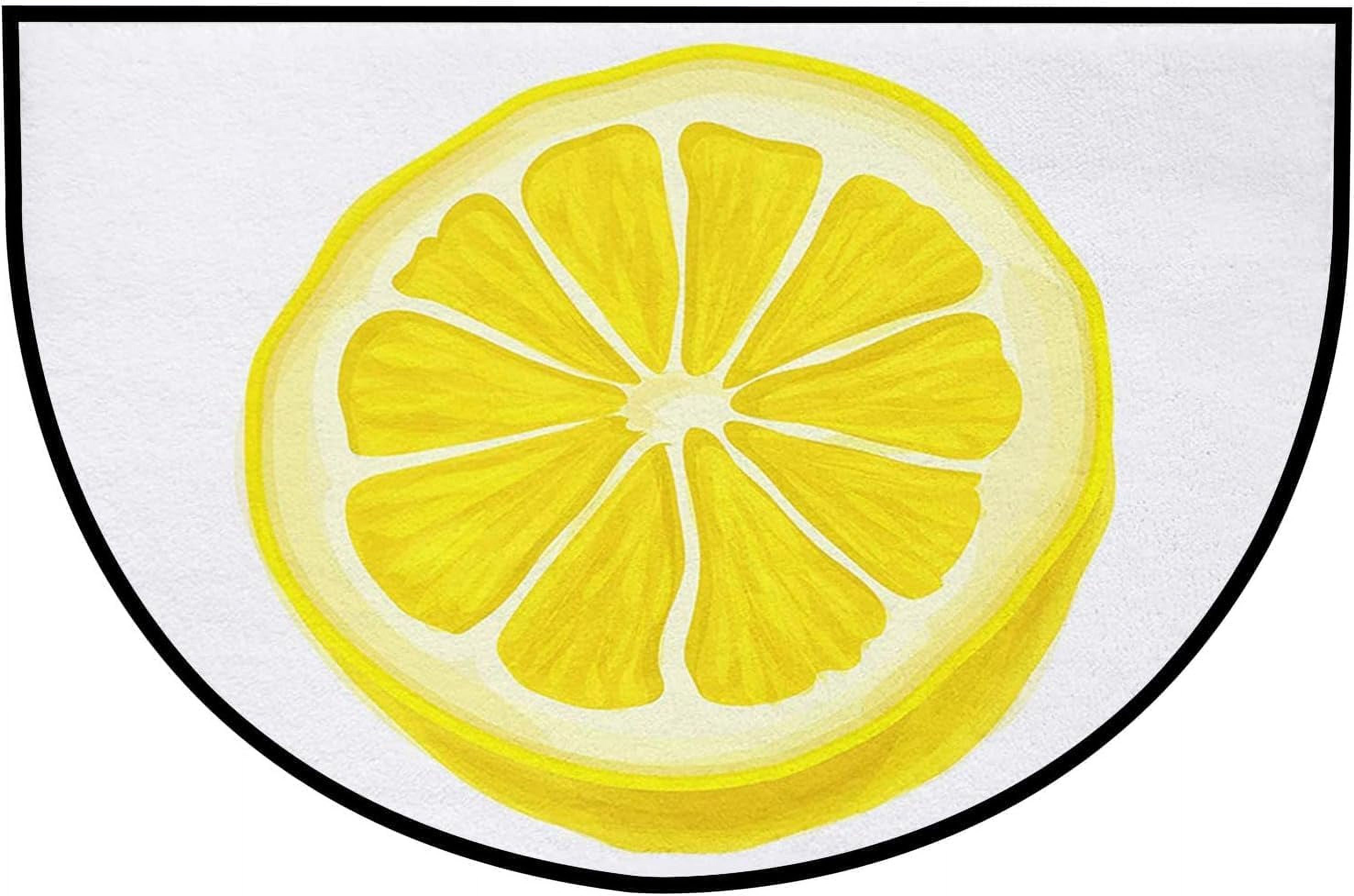 Half Round Summer Fresh Lemon Sliced Tropical Fruit Yellow Watercolor ...