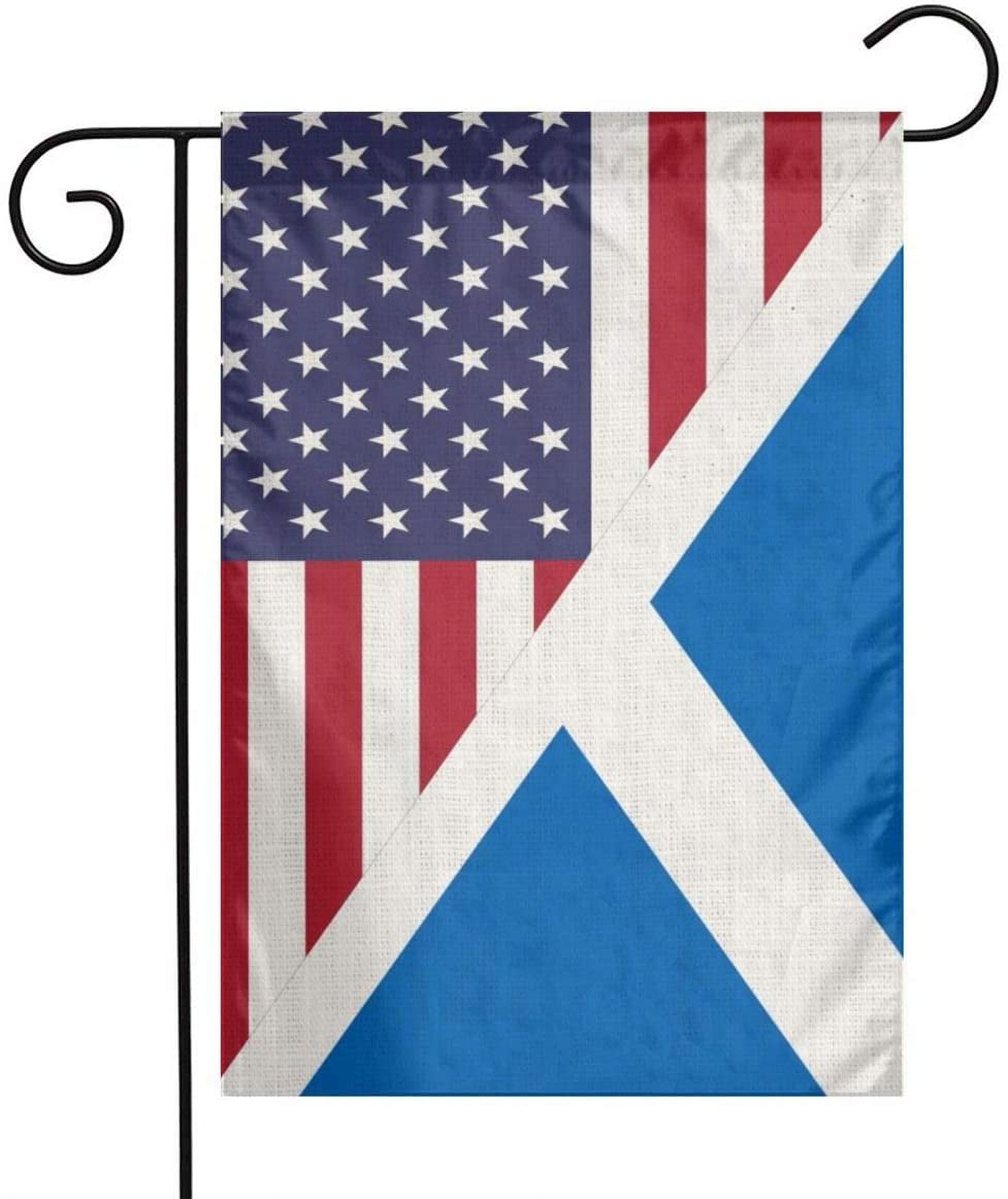 Half Scottish Half and American Flag Combo Flax Nylon Burlap Linen ...