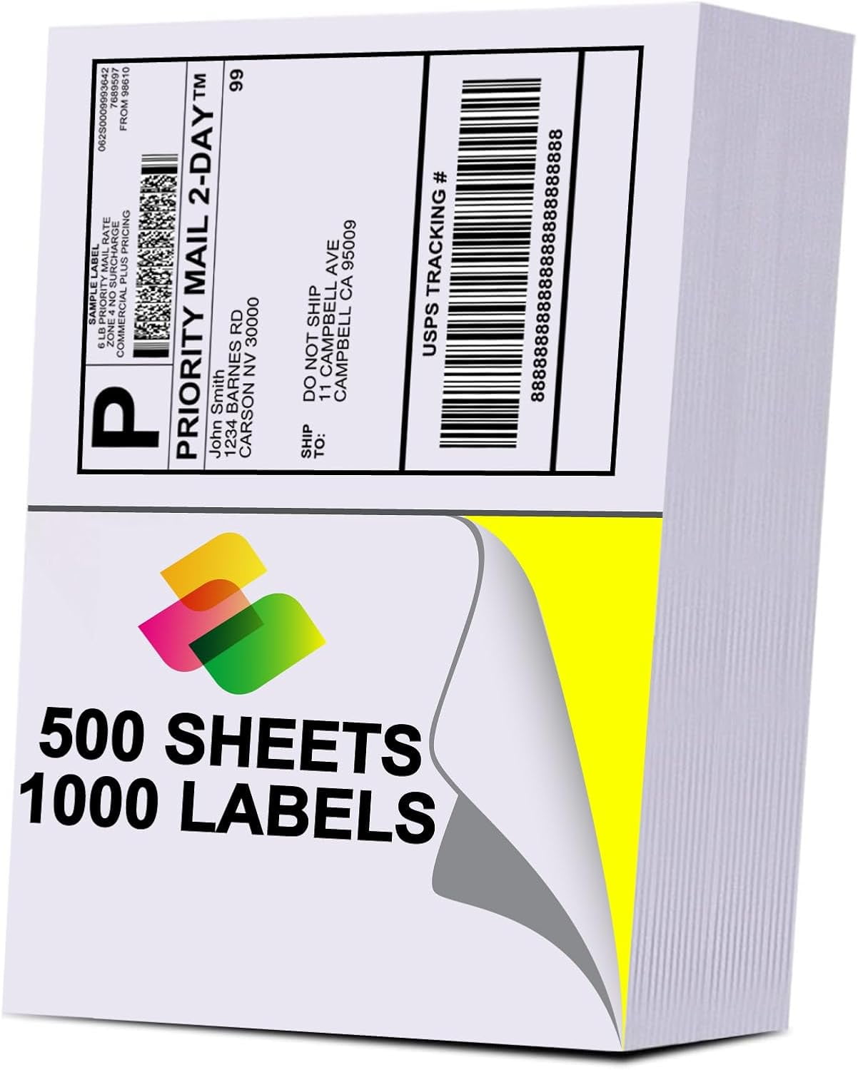 Half Sheet Labels(1000 Labels 500 Sheet) Printable White Shipping for ...
