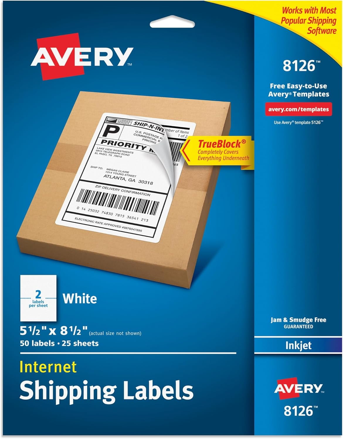 Half-Sheet Printable Shipping Labels, 5.5" x 8.5" Customizable Stickers ...