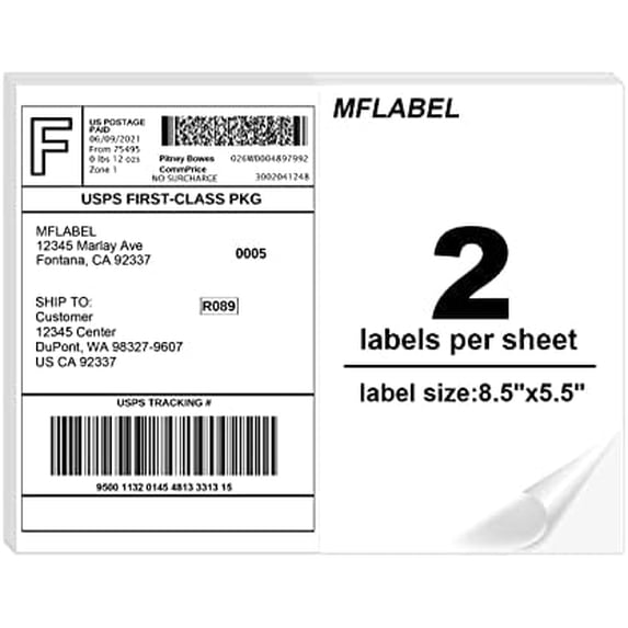 Half Sheet Shipping Label 8.5 x 11 Inches Packaging Label, Address ...