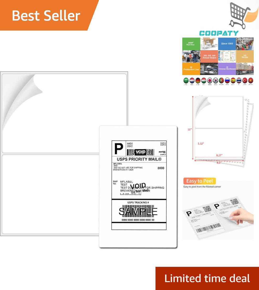 Half Sheet Shipping Labels White Paper 8.5x5.5 for Laser Inkjet 500 ...