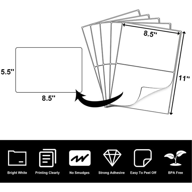 Half Sheet Shipping Labels With Rounded Corner, Address Labels With ...