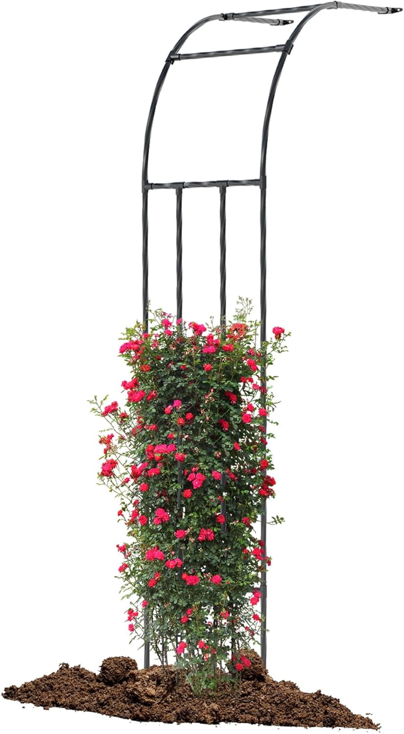 Half Side Garden Arch Trellis, 7.9FT Metal Garden Arbor Trellis for ...