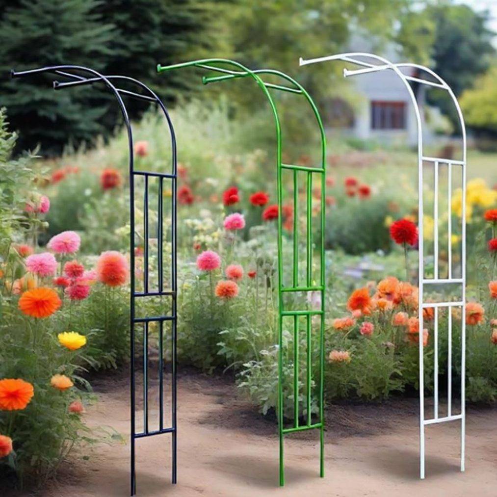 Half Sided Against The Wall Metal Garden Arch Trellis, Garden Arbors ...
