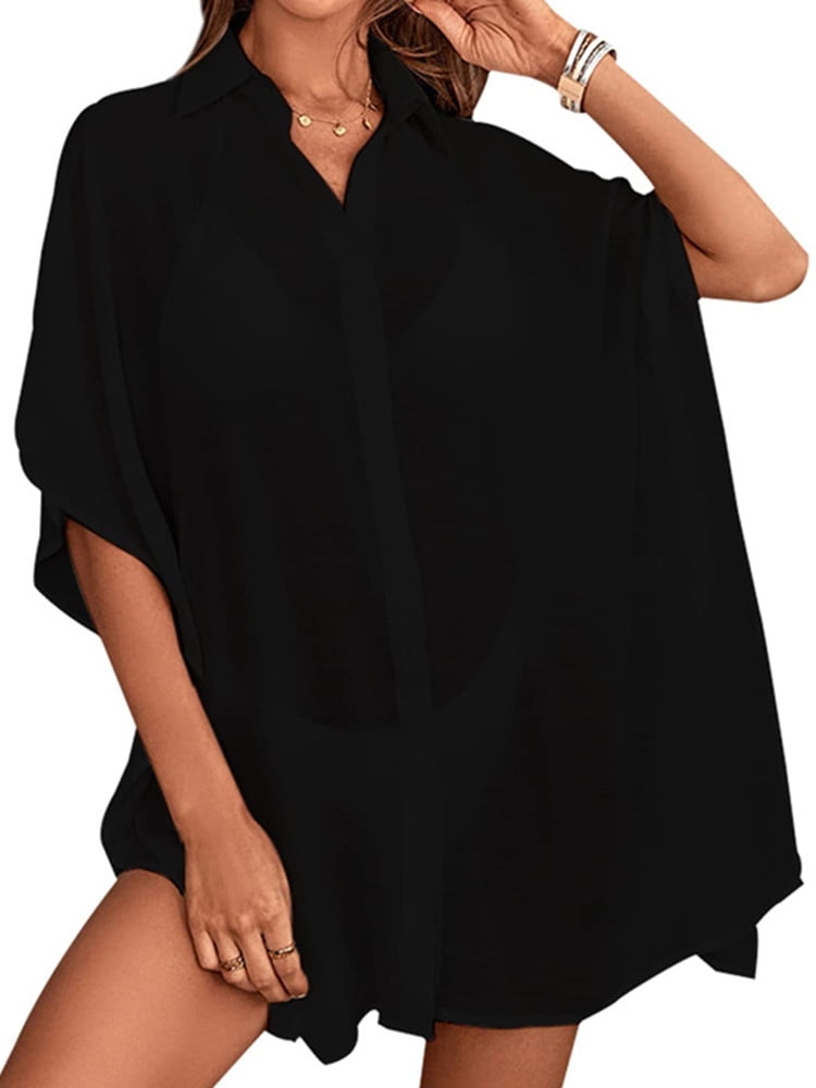 Half Sleeve Women Oversize Loose Bench Coverups Wear - Walmart.com