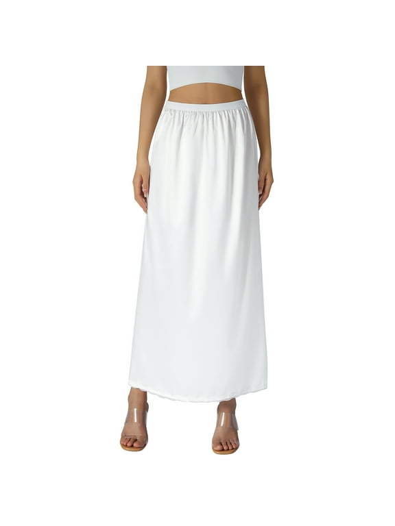 Springcmy Women Half Slips for Under Dresses Elastic Waist Solid Color ...